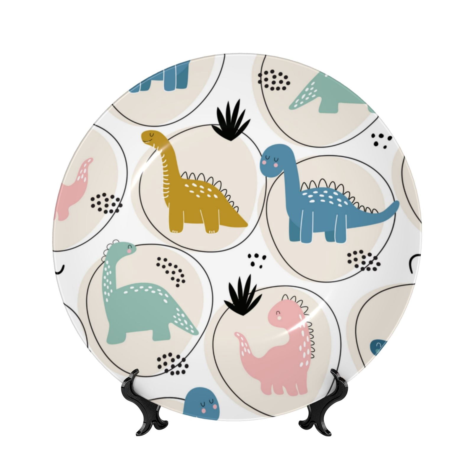 Cauagu Cute Dinosaurs Print Bone China Decorative Plate, Wall Mount ...