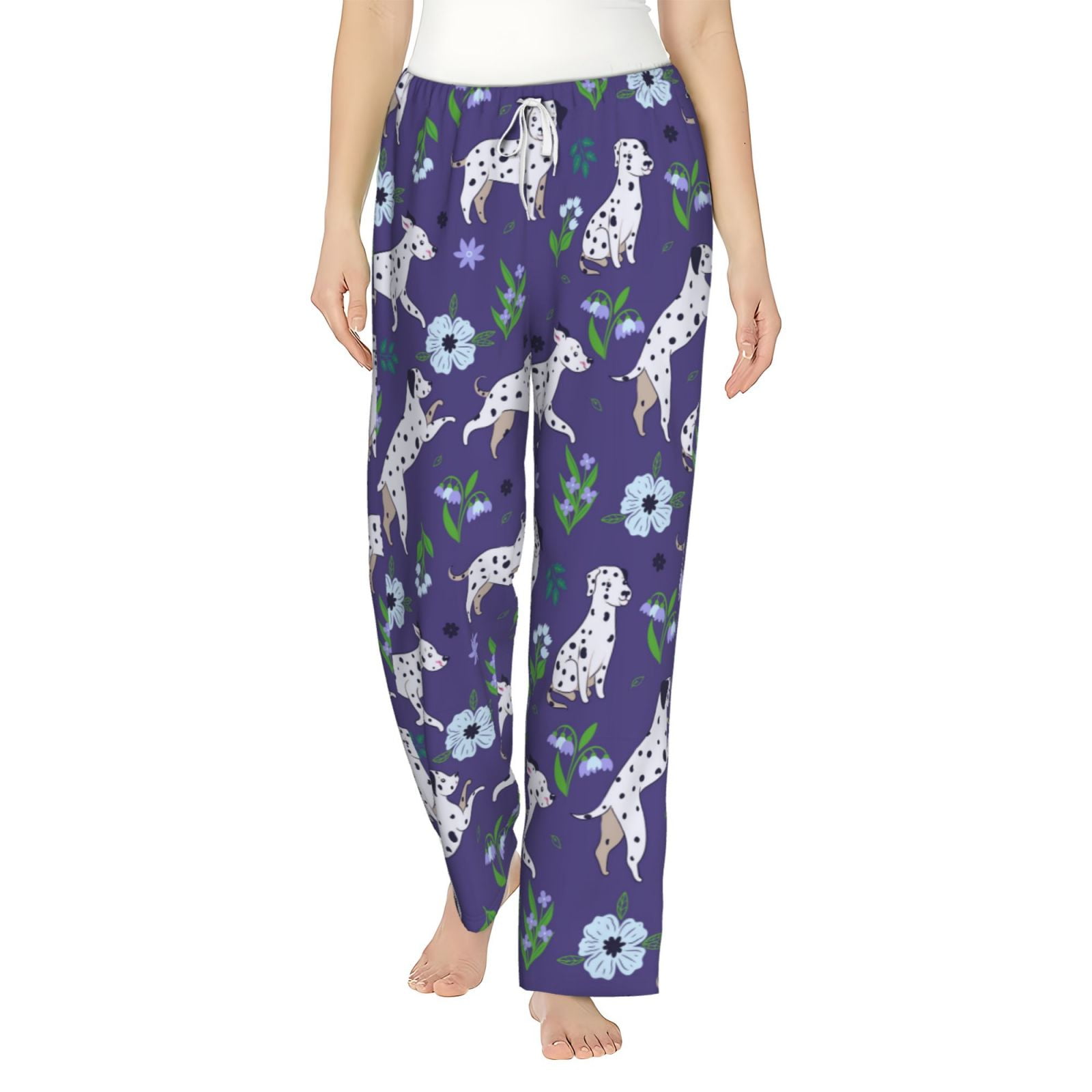 Cauagu Cute Dog Pajama Pants for Women Loose Fit Wide Leg Trouser Pants ...