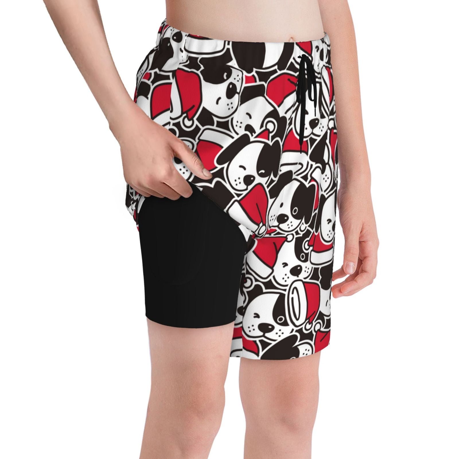 Cauagu Cute Dog Print Swim Trunks for Men,Youth Boys Swim Shorts ...