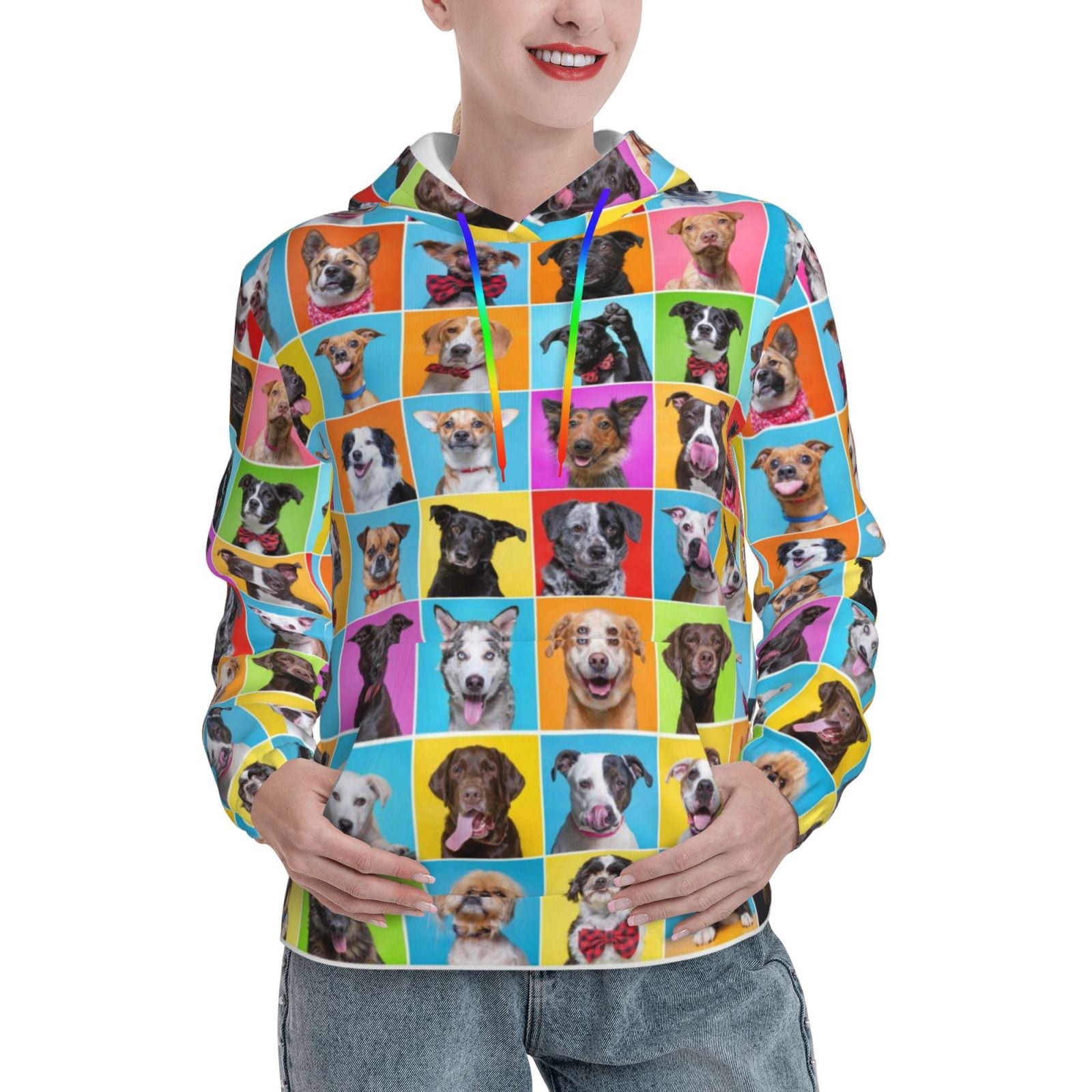 Cauagu Cute Dogs Collage for Women's Hooded Sweatshirts Pullover Hoodie for Women Fall Workout ...