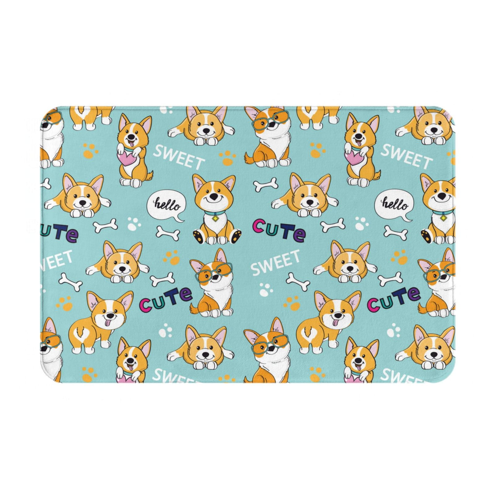 Cauagu Cute Dogs Corgi Print Front Door Mat for Indoor Entrance 16x24 ...