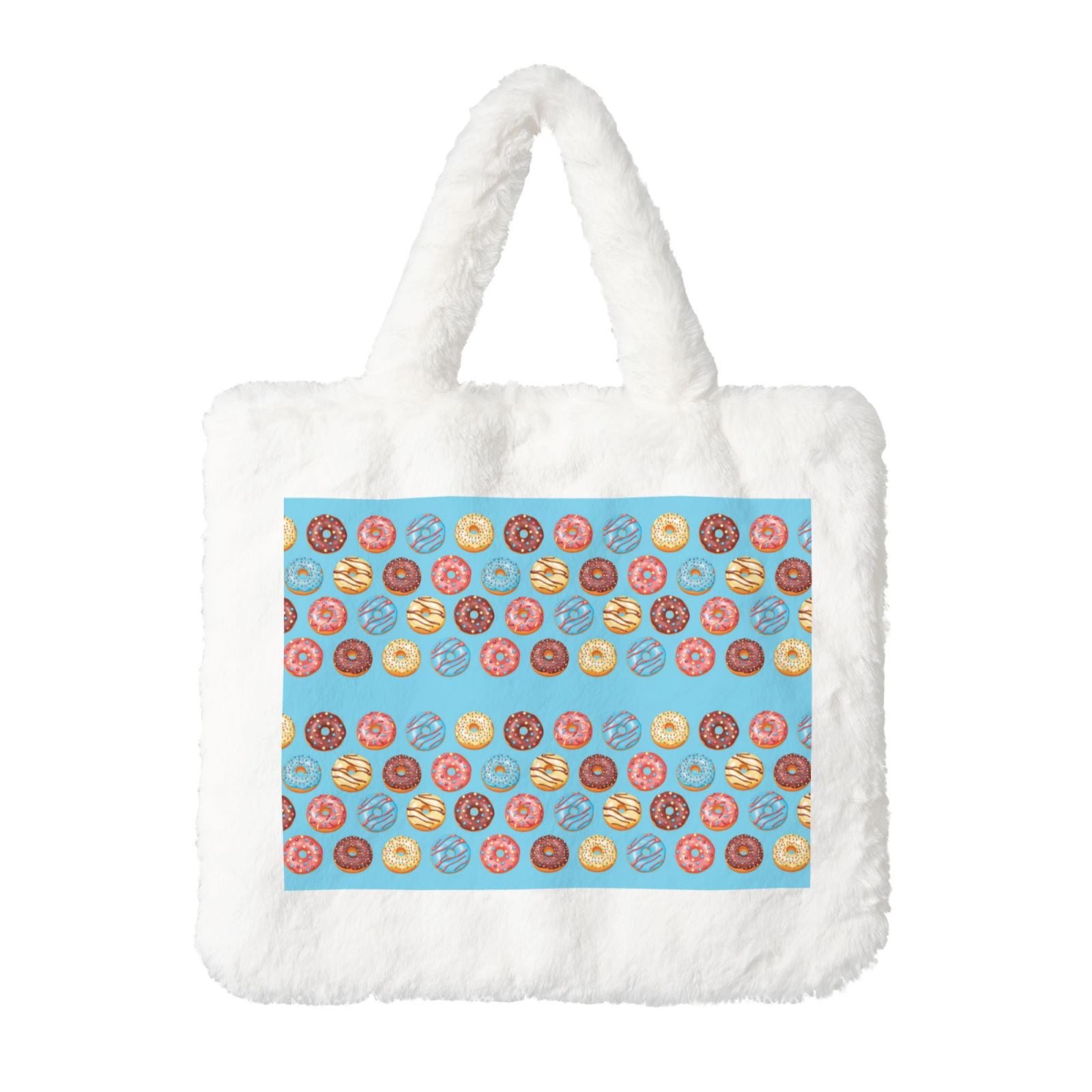 Cauagu Cute Donut Pattern Women's Plush Tote Bag,Soft Underarm Bag ...
