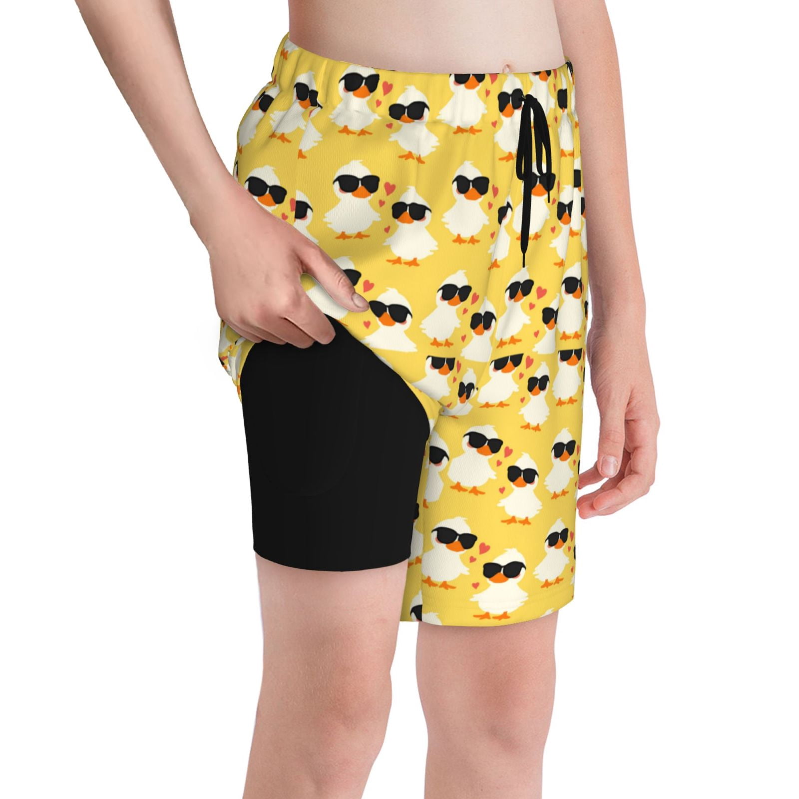 Cauagu Cute Duck With Black Glasses Print Swim Trunks for Men,Youth ...