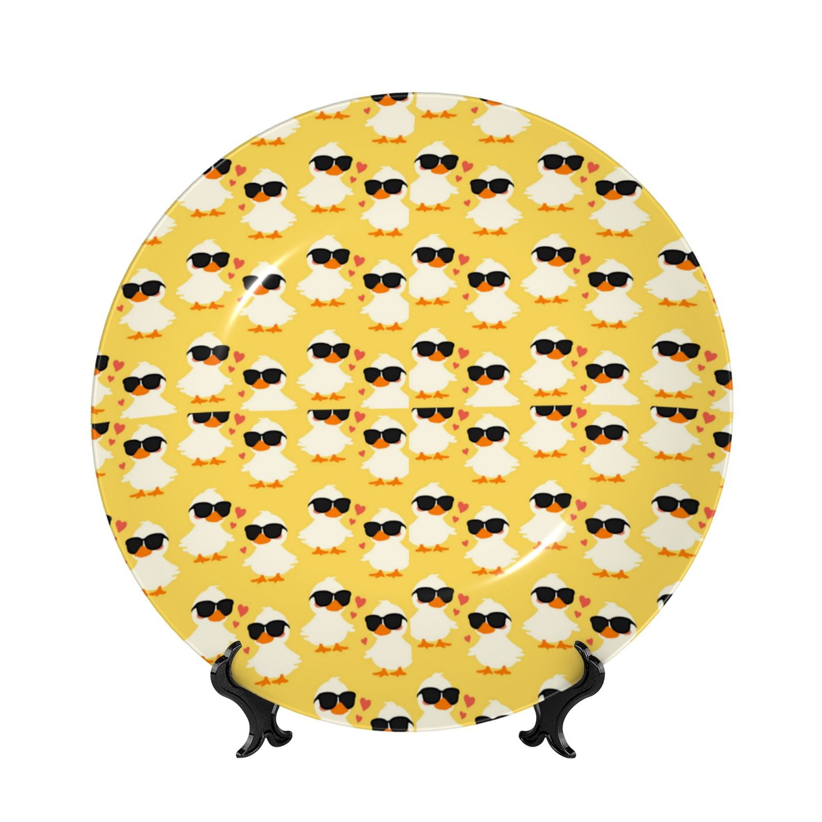Cauagu Cute Duck With Black Glasses Print Bone China Decorative Plate ...