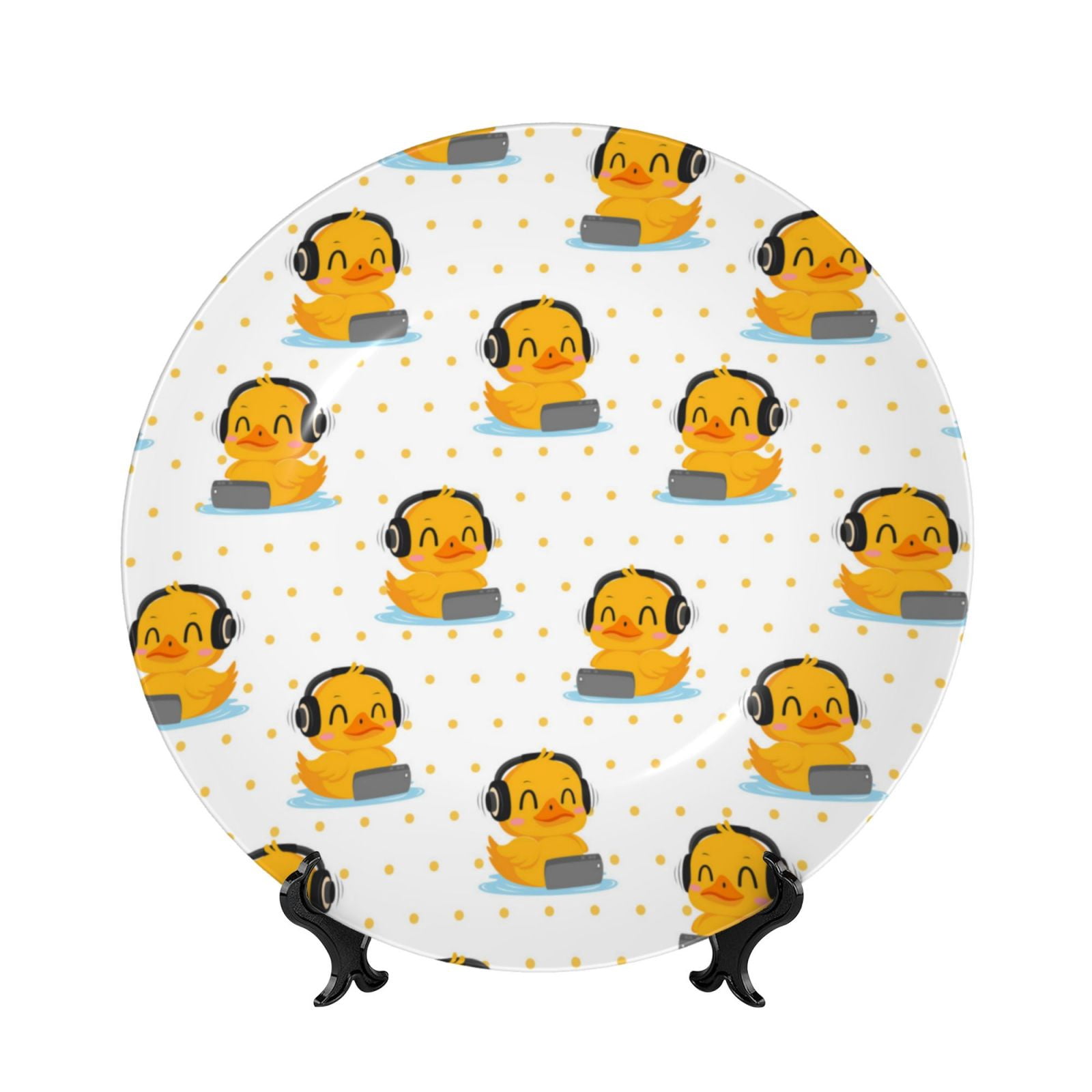 Cauagu Cute Duck With Headphone Print Bone China Decorative Plate, Wall ...