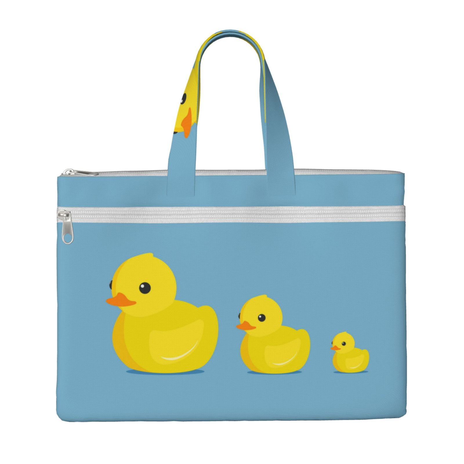 Cauagu Cute Ducky Pattern Canvas Tote File Bag, Zipper Tote Bag ...