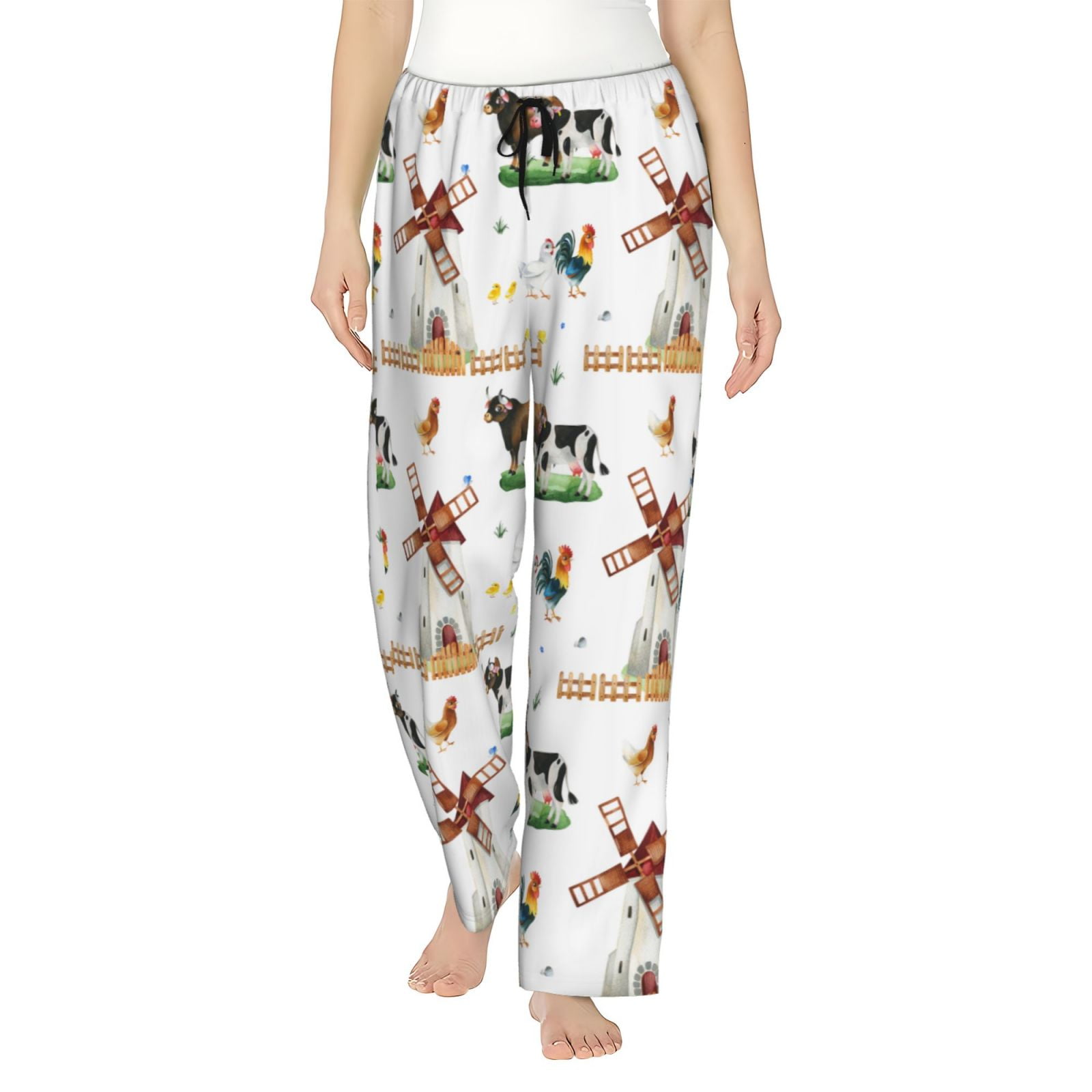 Cauagu Cute Farm Pajama Pants for Women Loose Fit Wide Leg Trouser ...