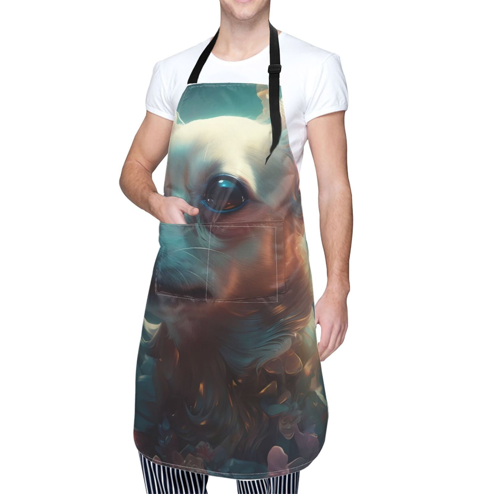 Cauagu Cute Flower Chihuahua Puppy Aprons with Pockets,Waterproof Apron ...