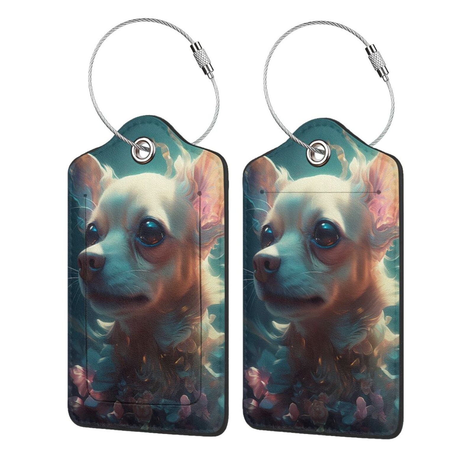 Cauagu Cute Flower Chihuahua Puppy Print Luggage Tags,Leather Luggage ...