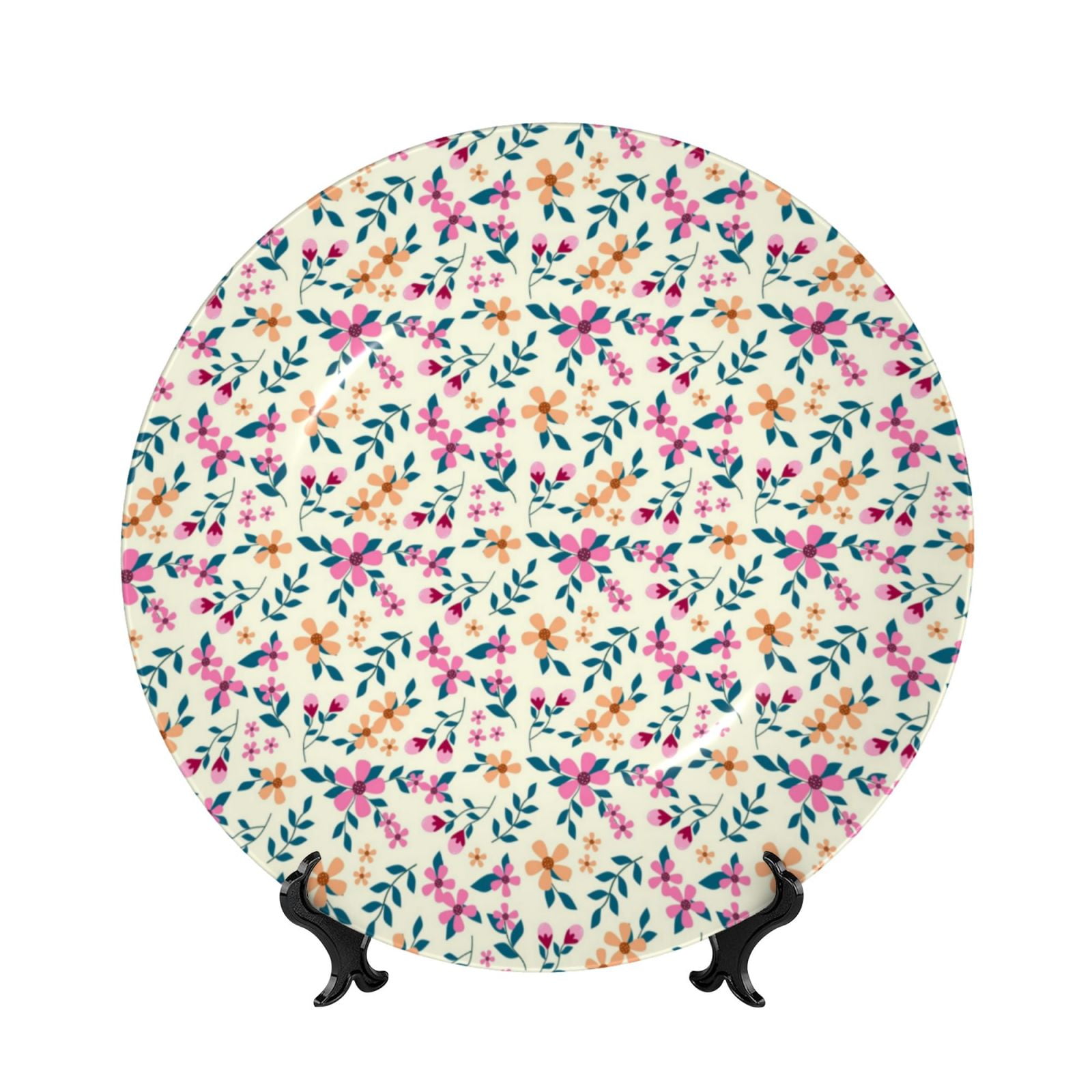 Cauagu Cute Flower Print Bone China Decorative Plate, Wall Mount Plate ...