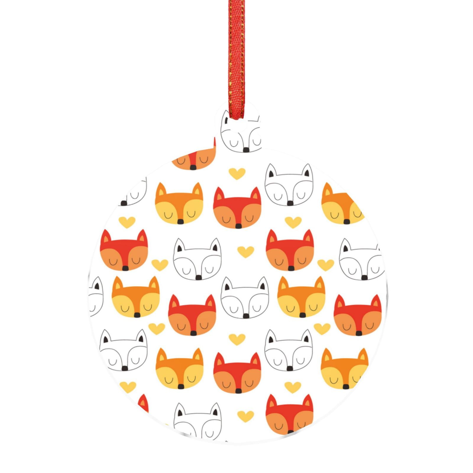 Cauagu Cute Fox with Heart Pattern Acrylic Christmas Pendant,1-Pack ...
