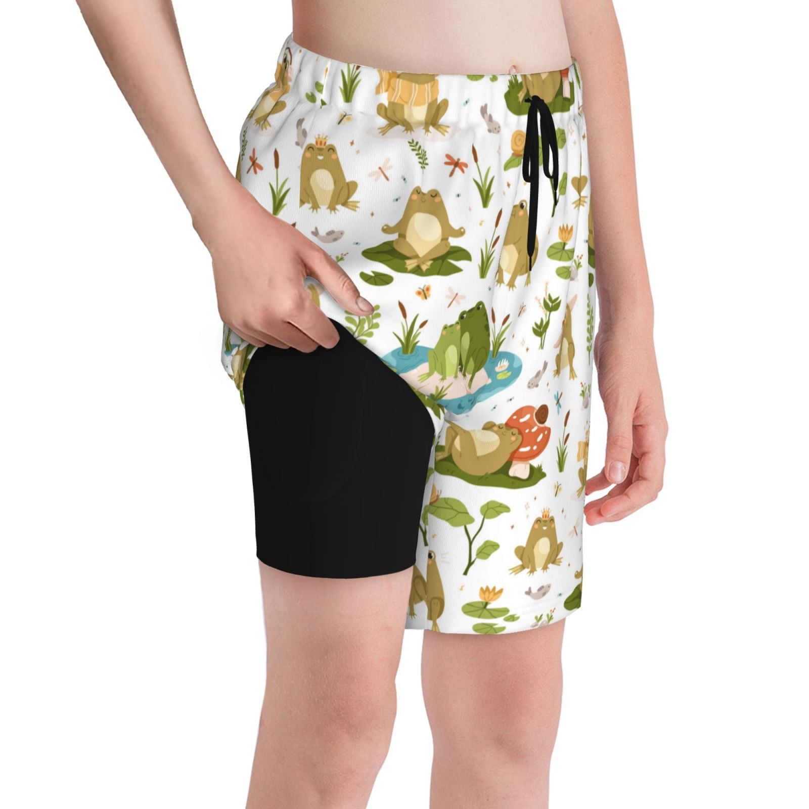 Cauagu Cute Frog Print Swim Trunks for Men,Youth Boys Swim Shorts ...