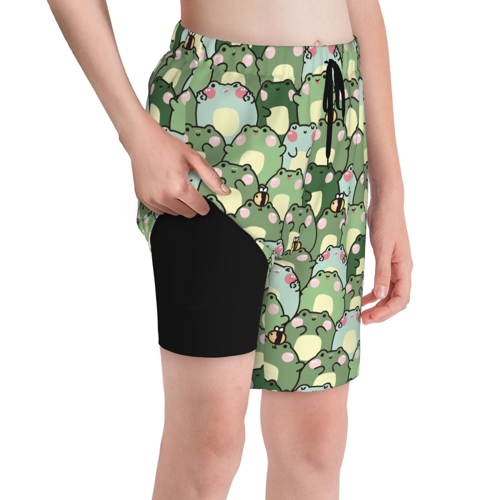 Cauagu Cute Frog Print Swim Trunks for Men,Youth Boys Swim Shorts ...