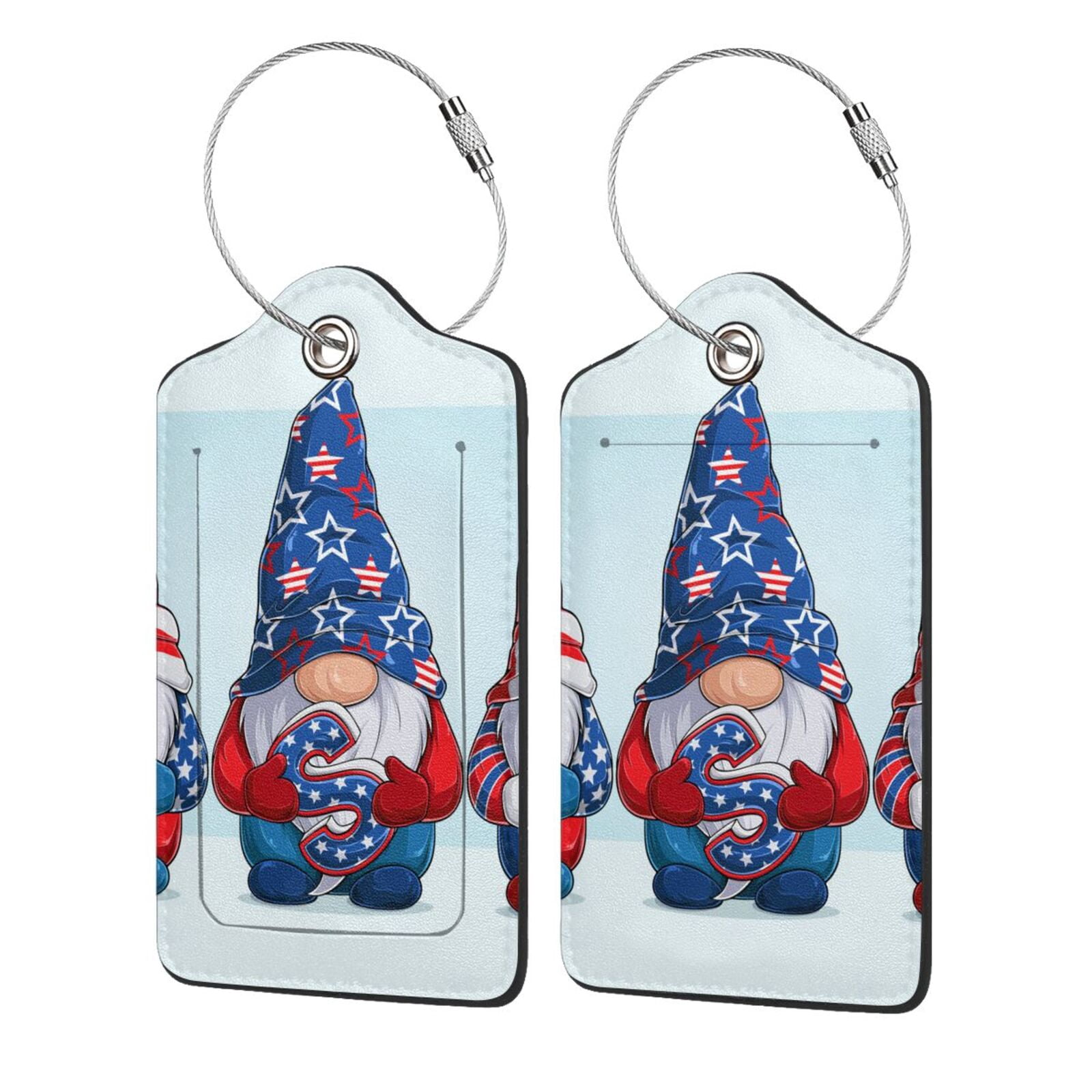 Cauagu Cute Gnomes in USA1 Pattern Luggage Tags,Leather Luggage Tags ...