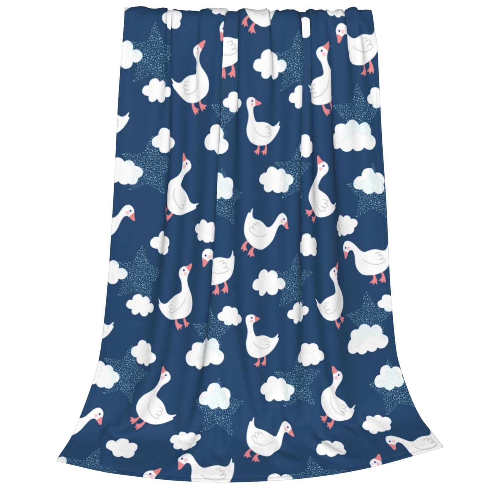 Cauagu Cute Goose On Blue Sky Pattern Flannel Bed Blankets,Fleece ...