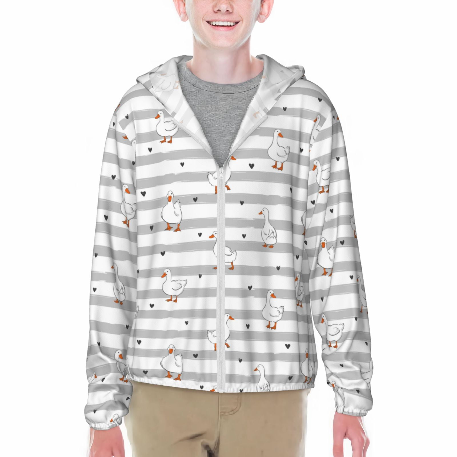 Cauagu Cute Goose Print Sun Protection Jacket for Teen,Full-Zipper Long ...