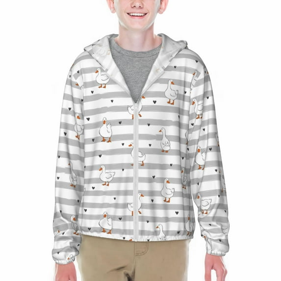 Cauagu Cute Goose Print Sun Protection Jacket for Teen,Full-Zipper Long ...
