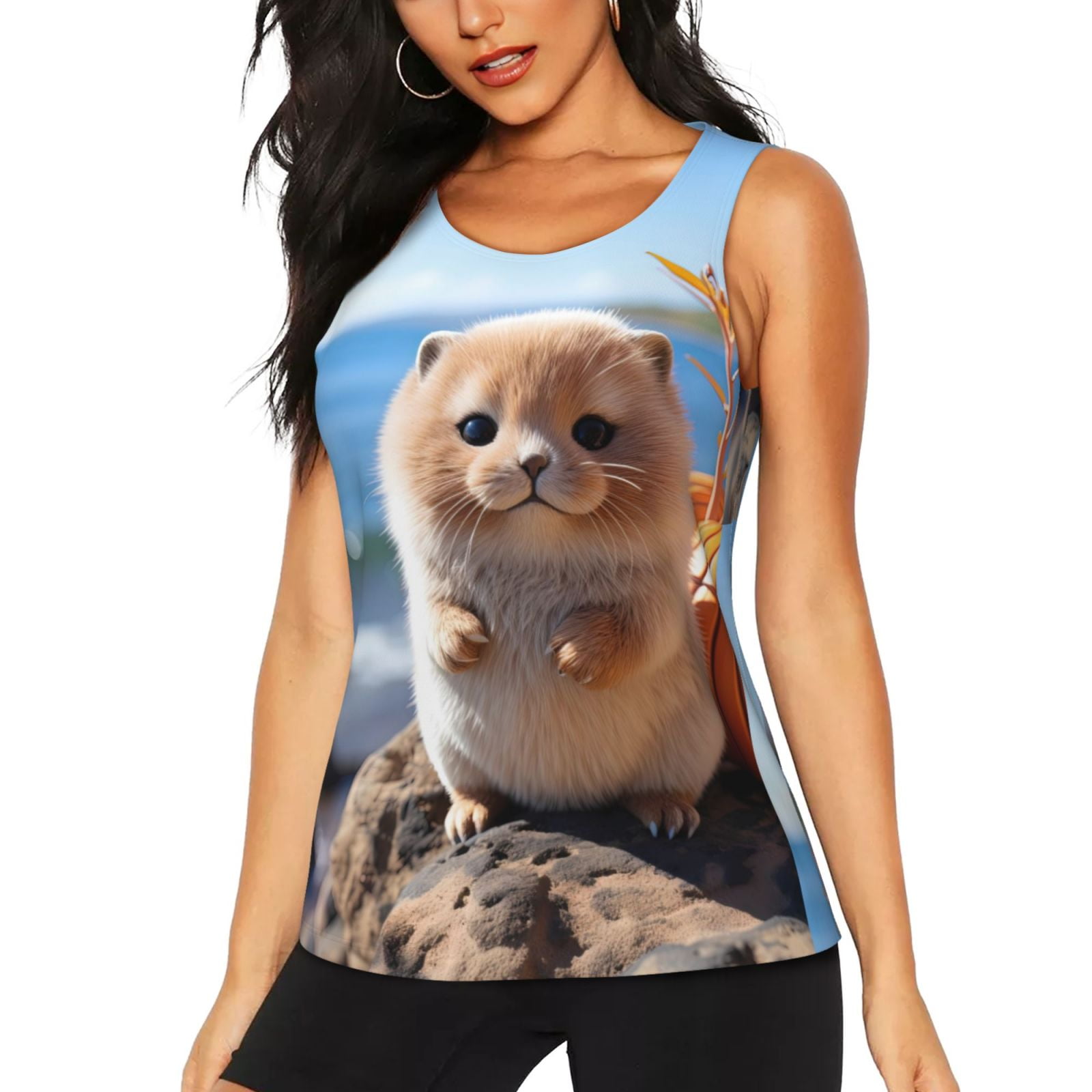 Cauagu Cute Guinea Pig Sea for Women's Workout Tank Tops Sleeveless ...
