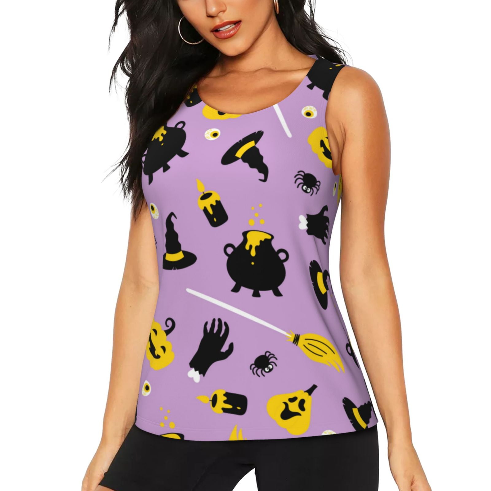Cauagu Cute Halloween for Women's Workout Tank Tops Sleeveless Running ...