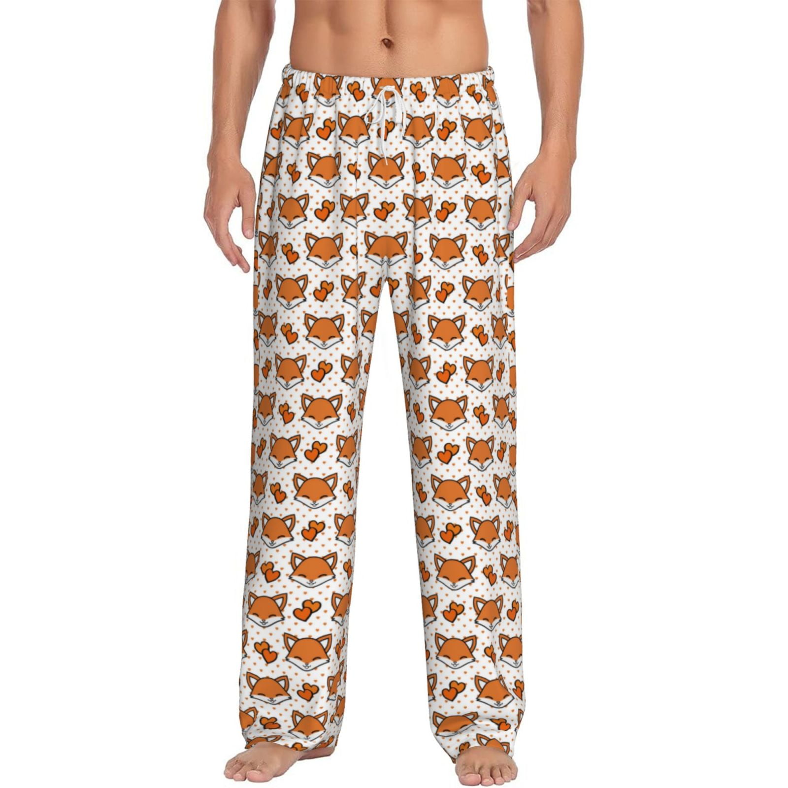 Cauagu Cute Heart Fox Cartoon Mens Pajama Pants Sleep & Lounge Pants,PJ ...