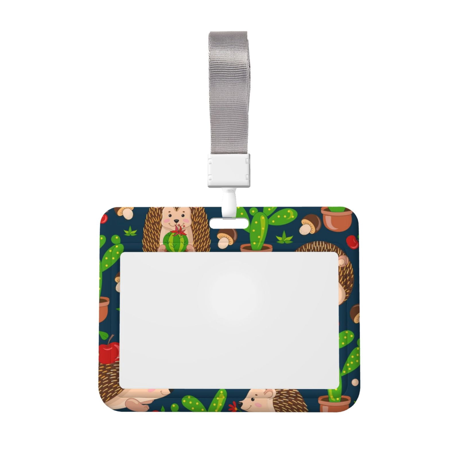 Cauagu Cute Hedgehogs Cactus Blue for ID Badge Holder,Badge Holder with ...