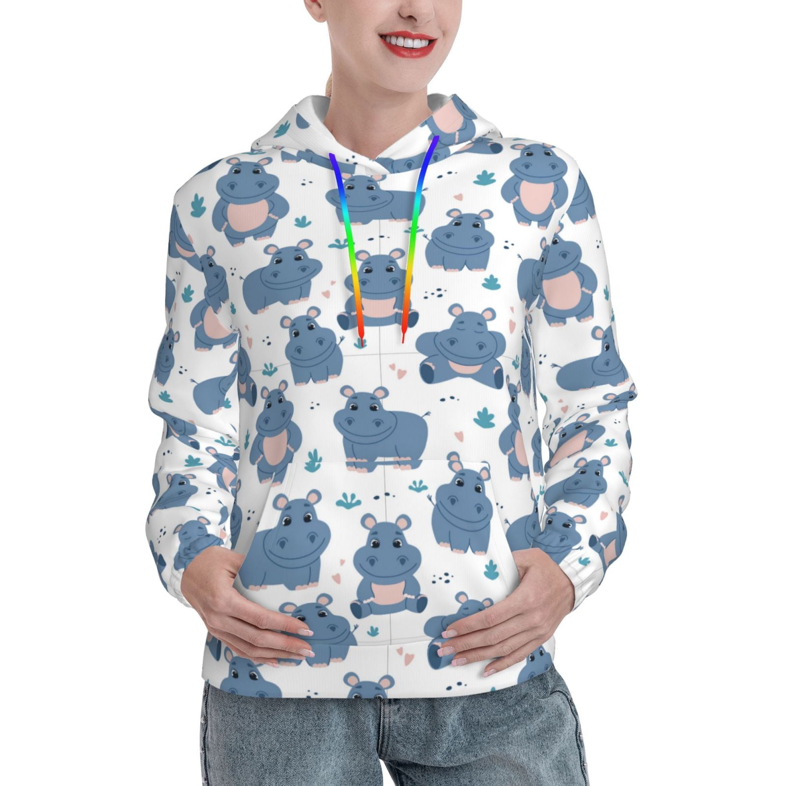 Cauagu Cute Hippos for Women's Hooded Sweatshirts Pullover Hoodie for ...