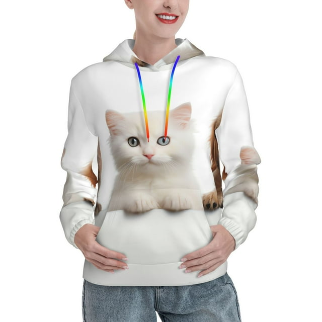 Cauagu Cute Kittens And Puppy for Women's Hooded Sweatshirts Pullover Hoodie for Women Fall ...