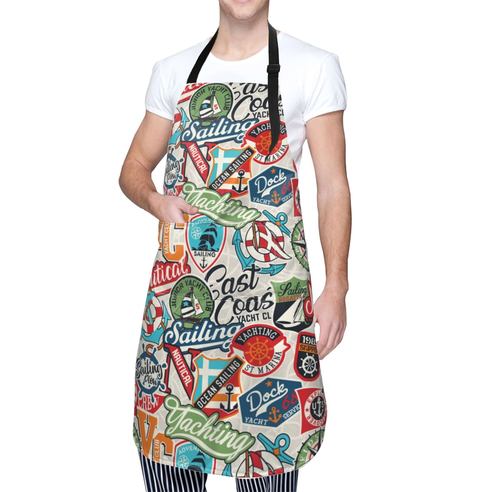Cauagu Cute Nautical Aprons with Pockets,Waterproof Apron for Women ...