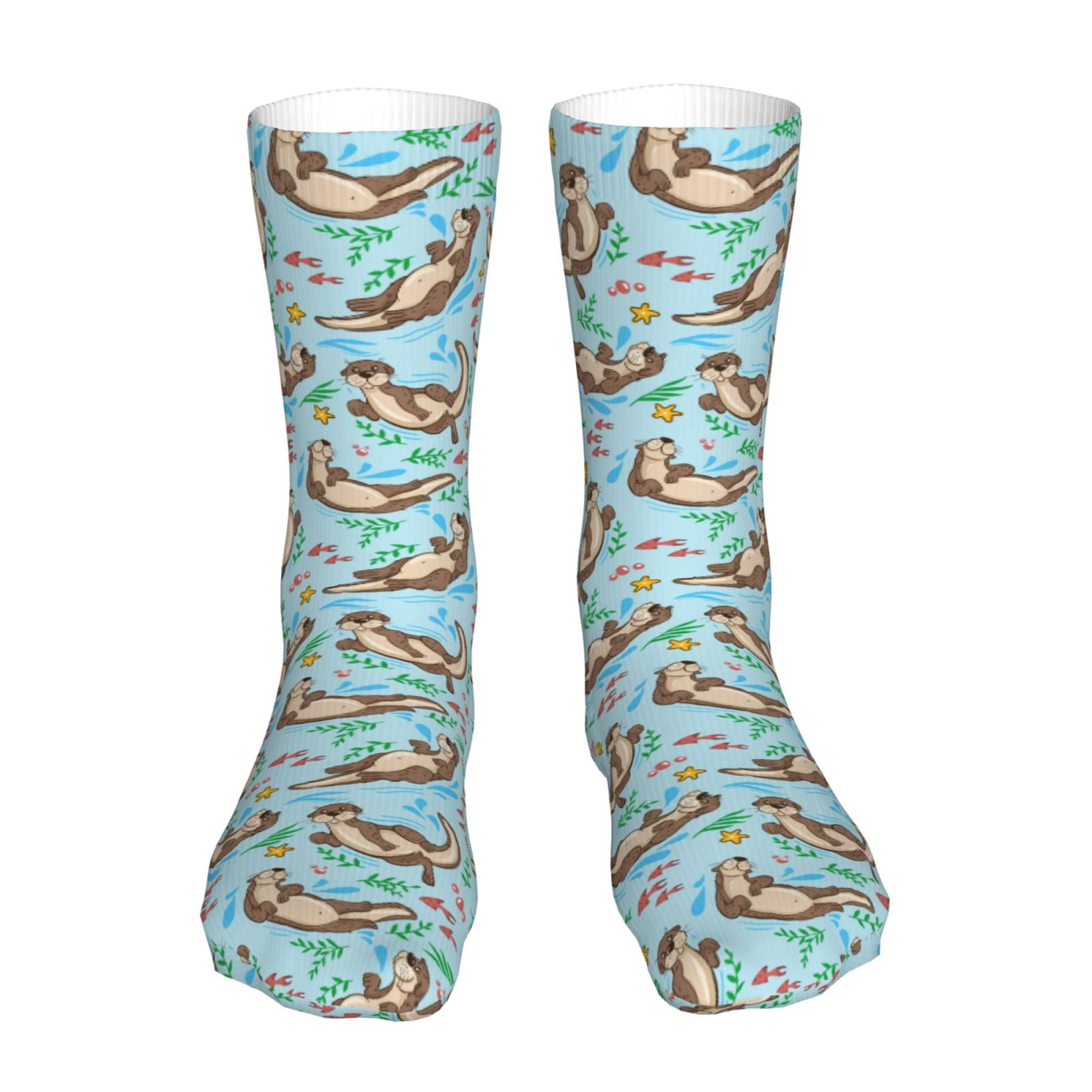 Cauagu Cute Otters Pattern Fun Novelty Crew Socks,Casual Athletic Socks ...
