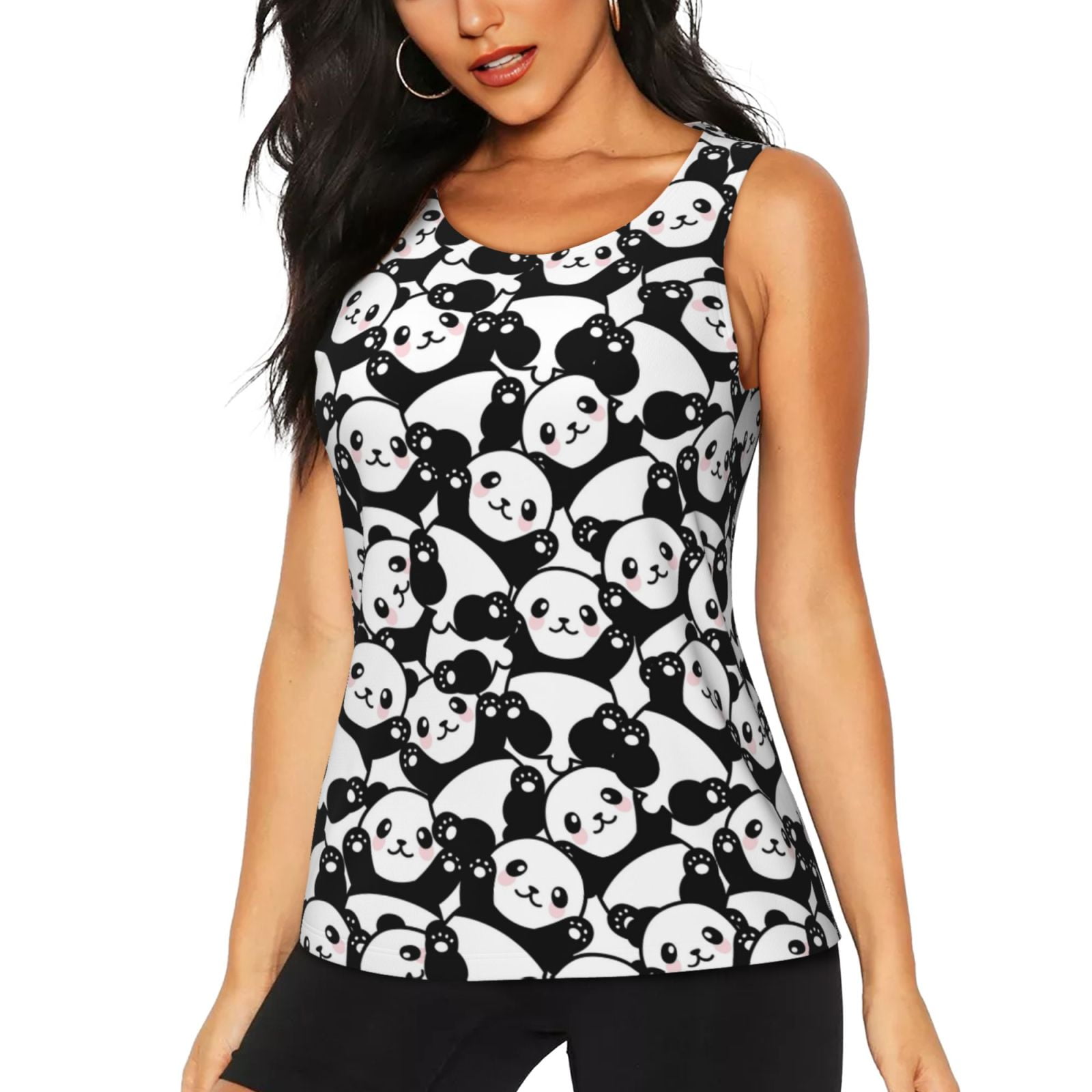 Cauagu Cute Panda (3) for Women's Workout Tank Tops Sleeveless Running ...