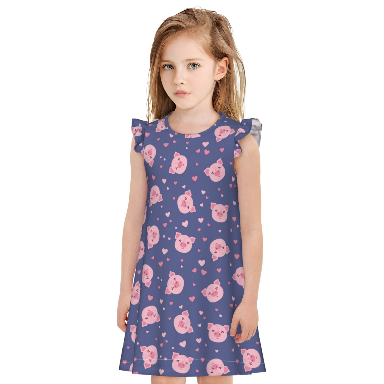 Cauagu Cute Pig Girls Nightgowns Sleepwear Short Sleeve Pajama Dress ...