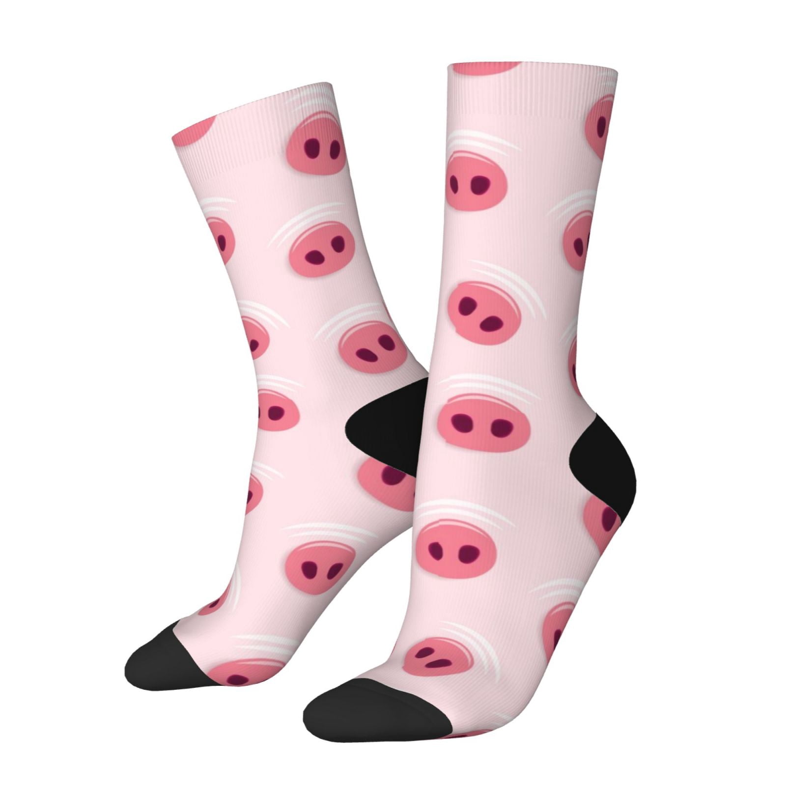 Cauagu Cute Pig Nose Print Crew Socks for Women and Men,Adult Athletic ...