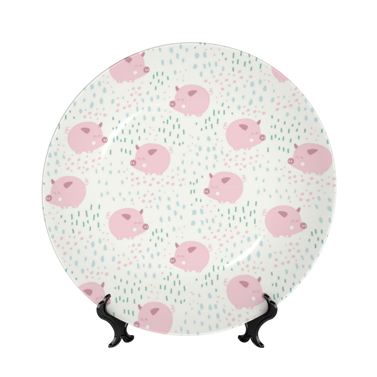 Cauagu Cute Pigs Print Bone China Decorative Plate, Wall Mount Plate ...