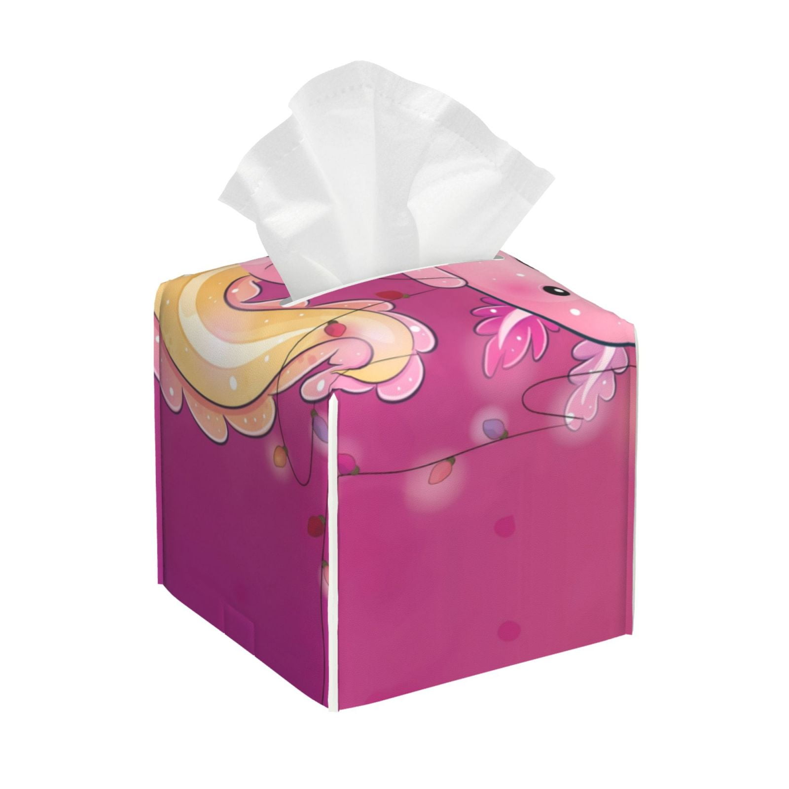Cauagu Cute Pink Axolotl A Print Tissue Box Cover,Leather Square Holder ...