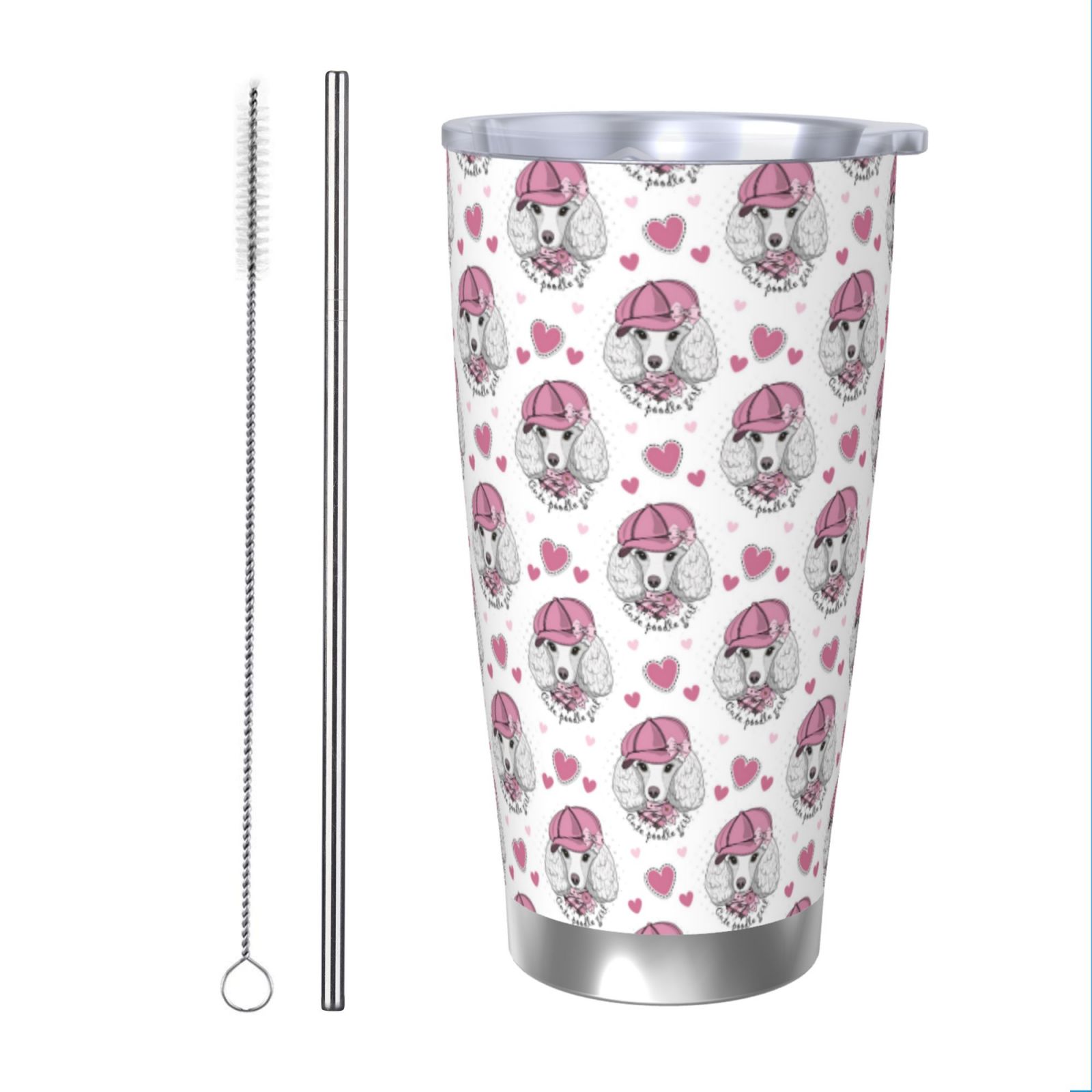 Cauagu Cute Poodle Dog Pattern 20oz Tumbler,Stainless Steel Vacuum ...