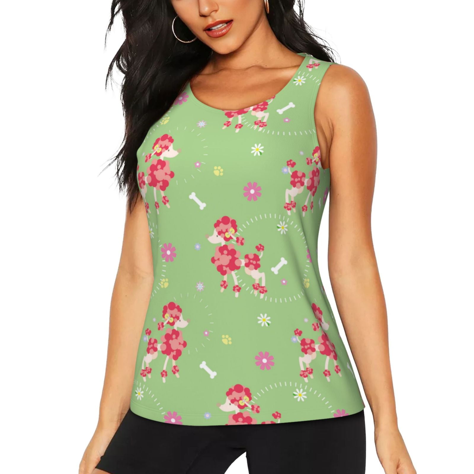 Cauagu Cute Poodle Dog for Women's Workout Tank Tops Sleeveless Running ...