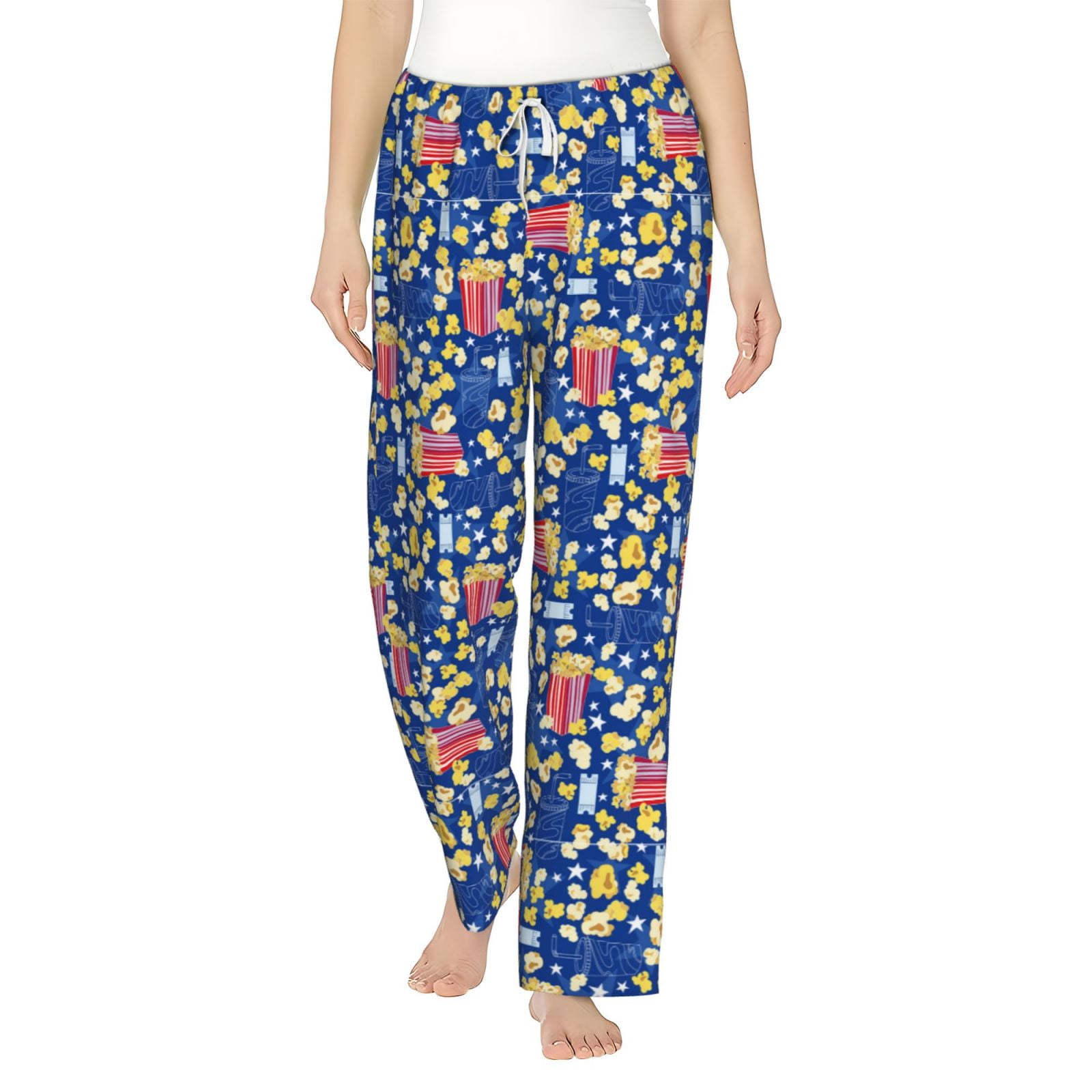 Cauagu Cute Popcorn Pajama Pants for Women Loose Fit Wide Leg Trouser ...
