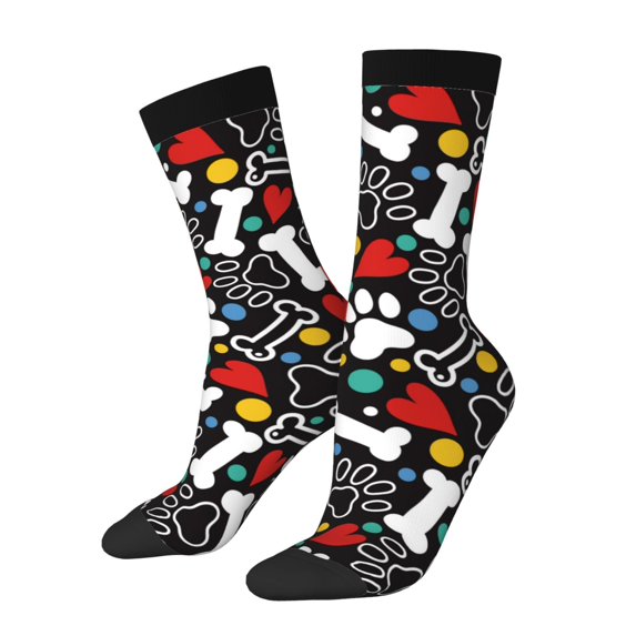 Cauagu Cute Puppy Footprints Print Crew Socks for Women and Men,Adult ...
