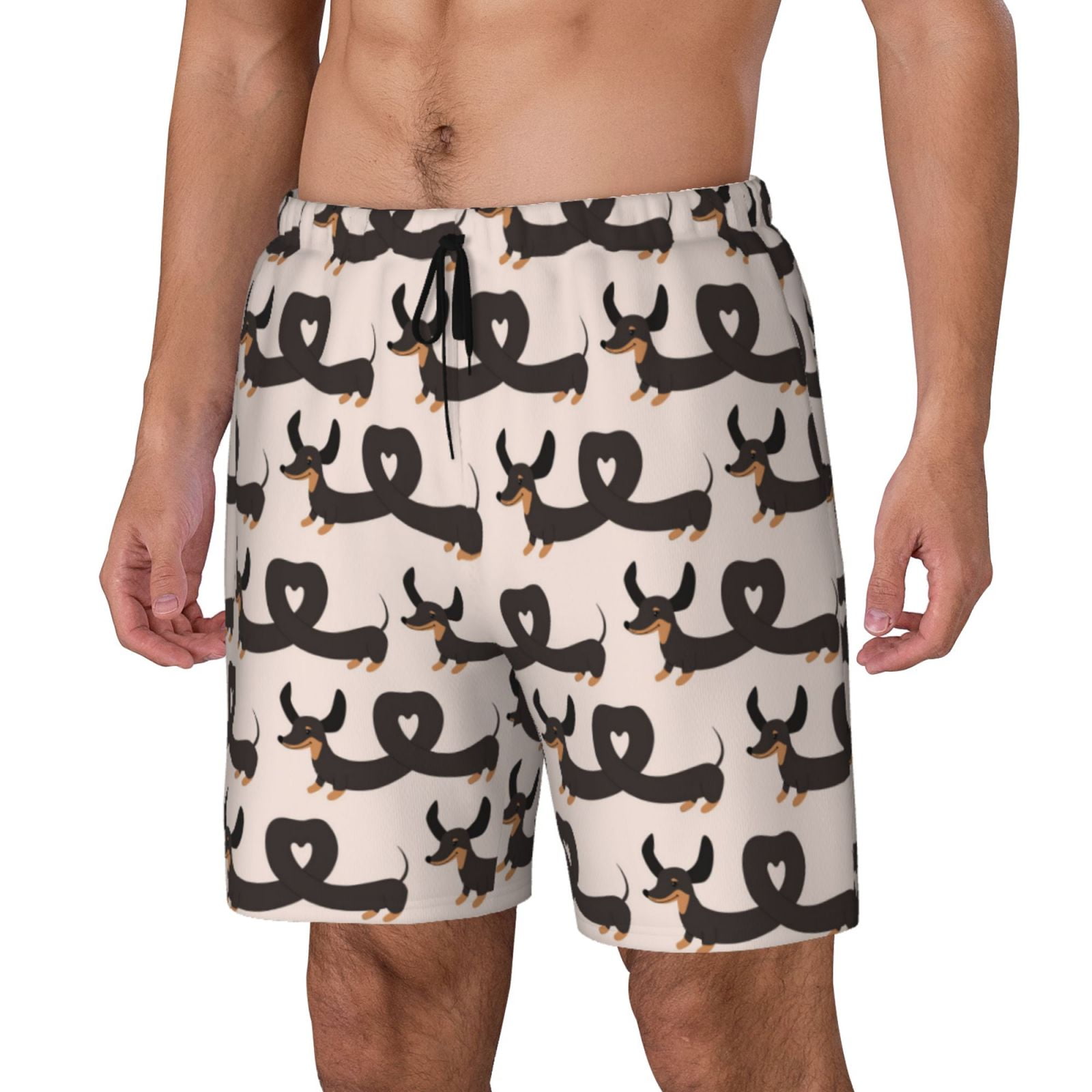 Cauagu Cute Puppy Print Mens Swim Trunks Quick Dry Board Shorts Swim ...
