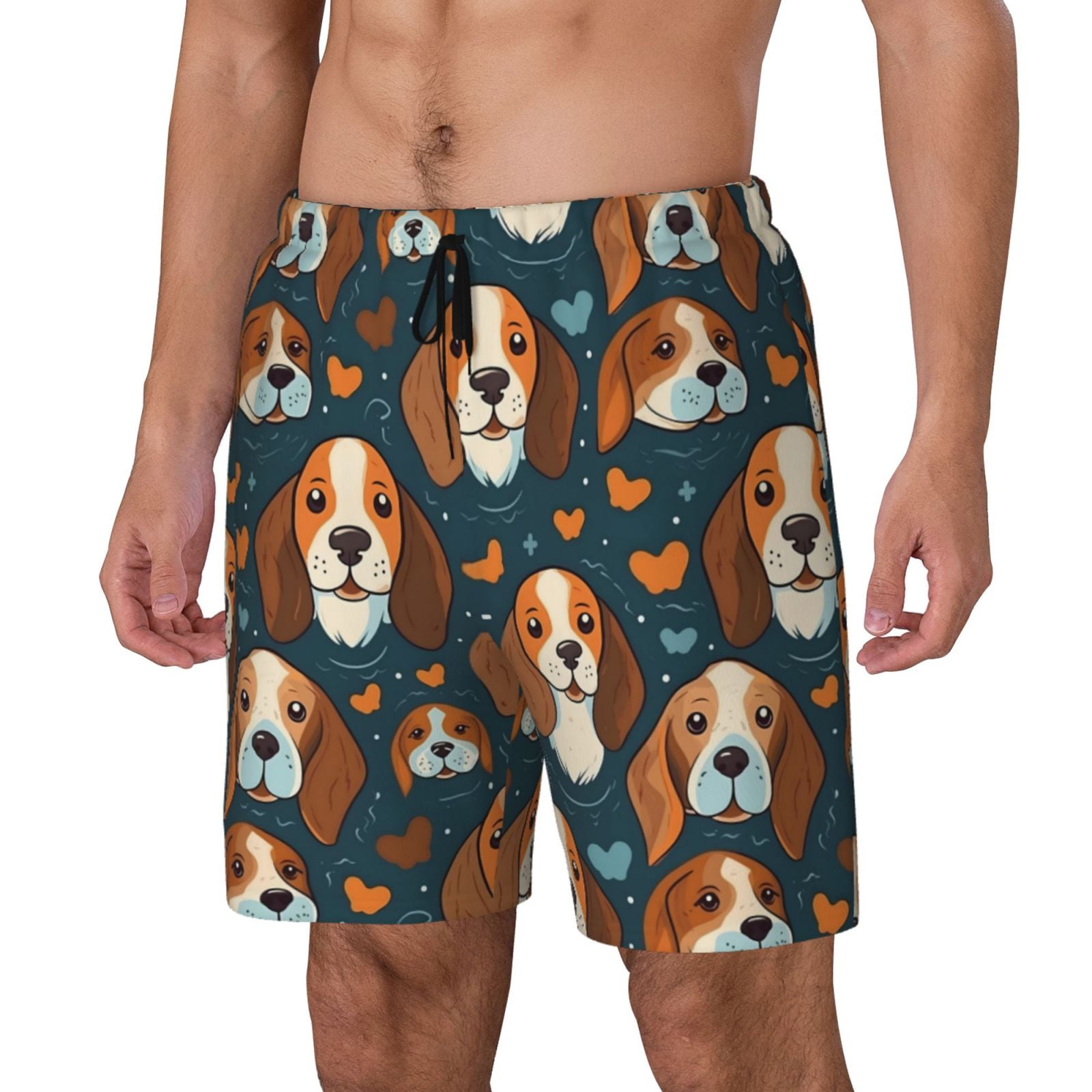 Cauagu Cute Puppy Print Mens Swim Trunks Quick Dry Board Shorts Swim ...