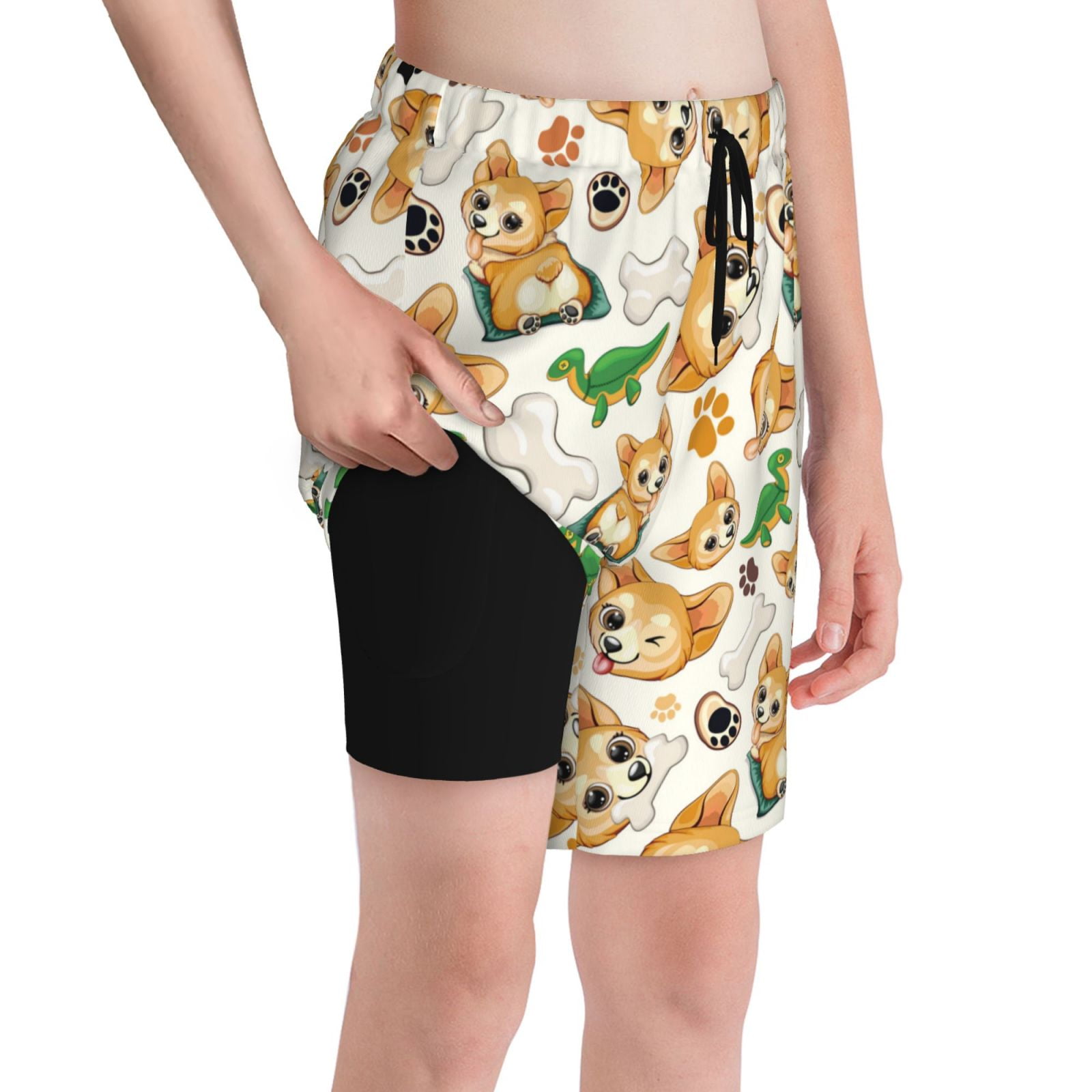 Cauagu Cute Puppy Print Swim Trunks for Men,Youth Boys Swim Shorts ...