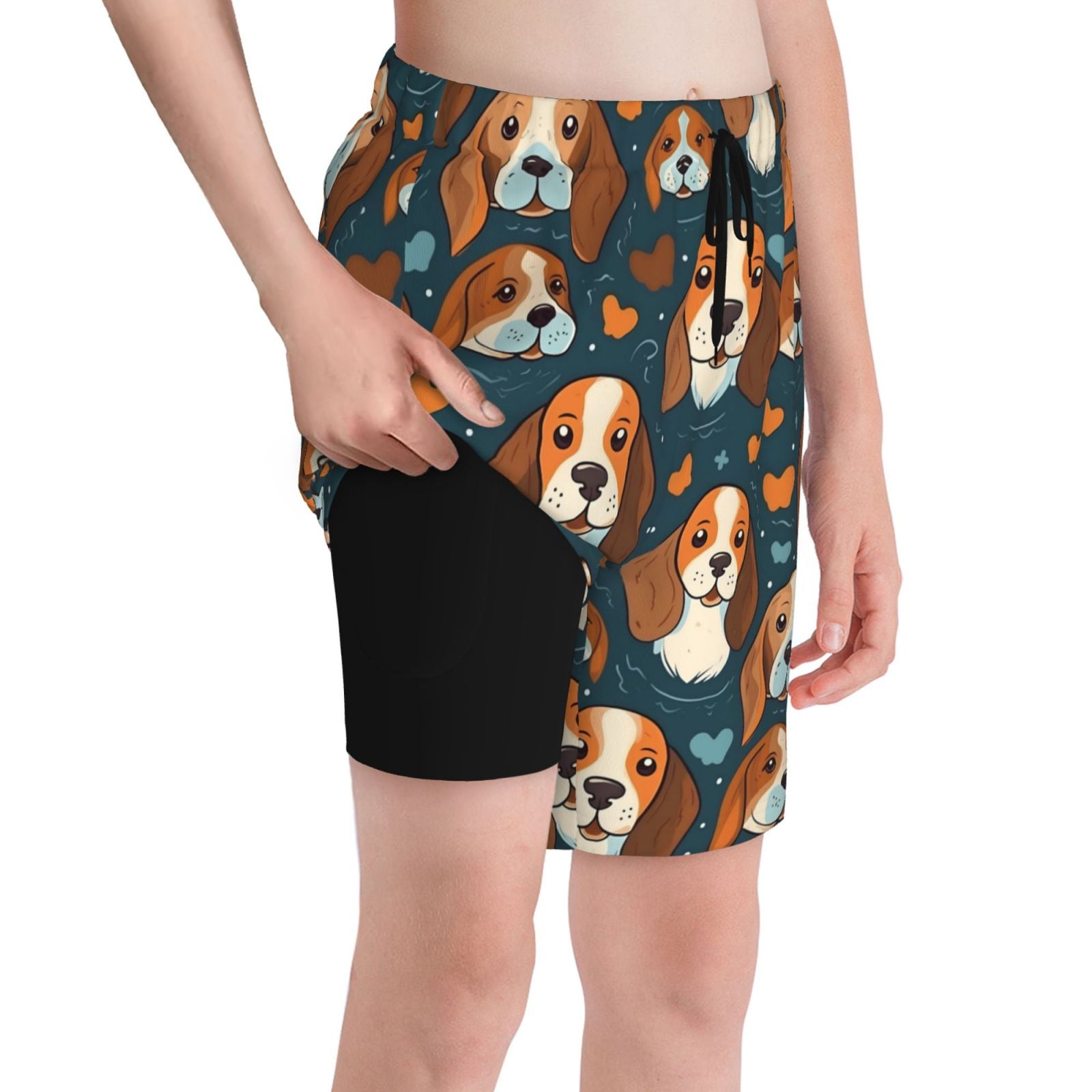 Cauagu Cute Puppy Print Swim Trunks for Men,Youth Boys Swim Shorts ...