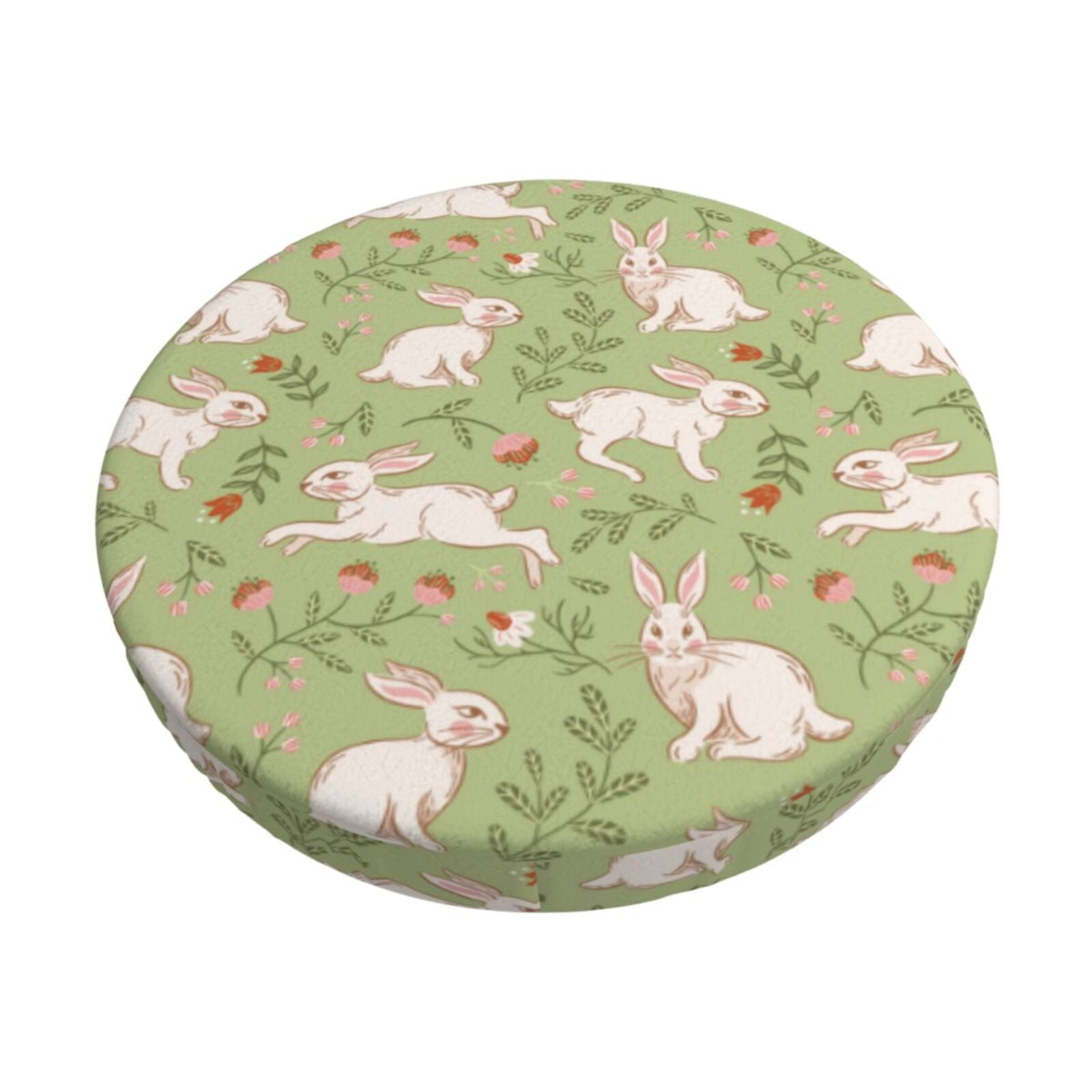 Cauagu Cute Rabbit And Flower Print Round Stool Covers,Seat Cushion for ...