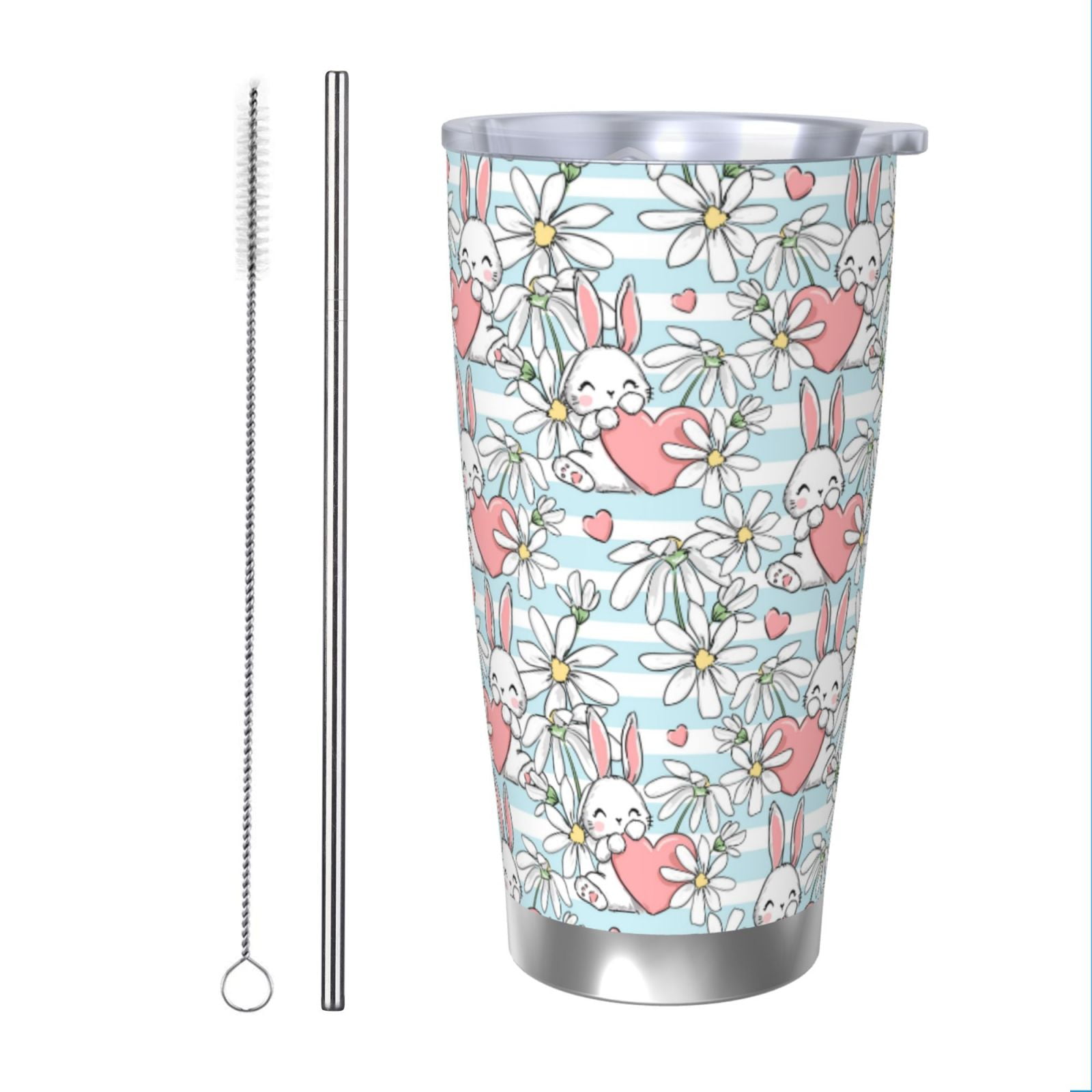 Cauagu Cute Rabbit And Heart Pattern 20oz Tumbler,Stainless Steel ...