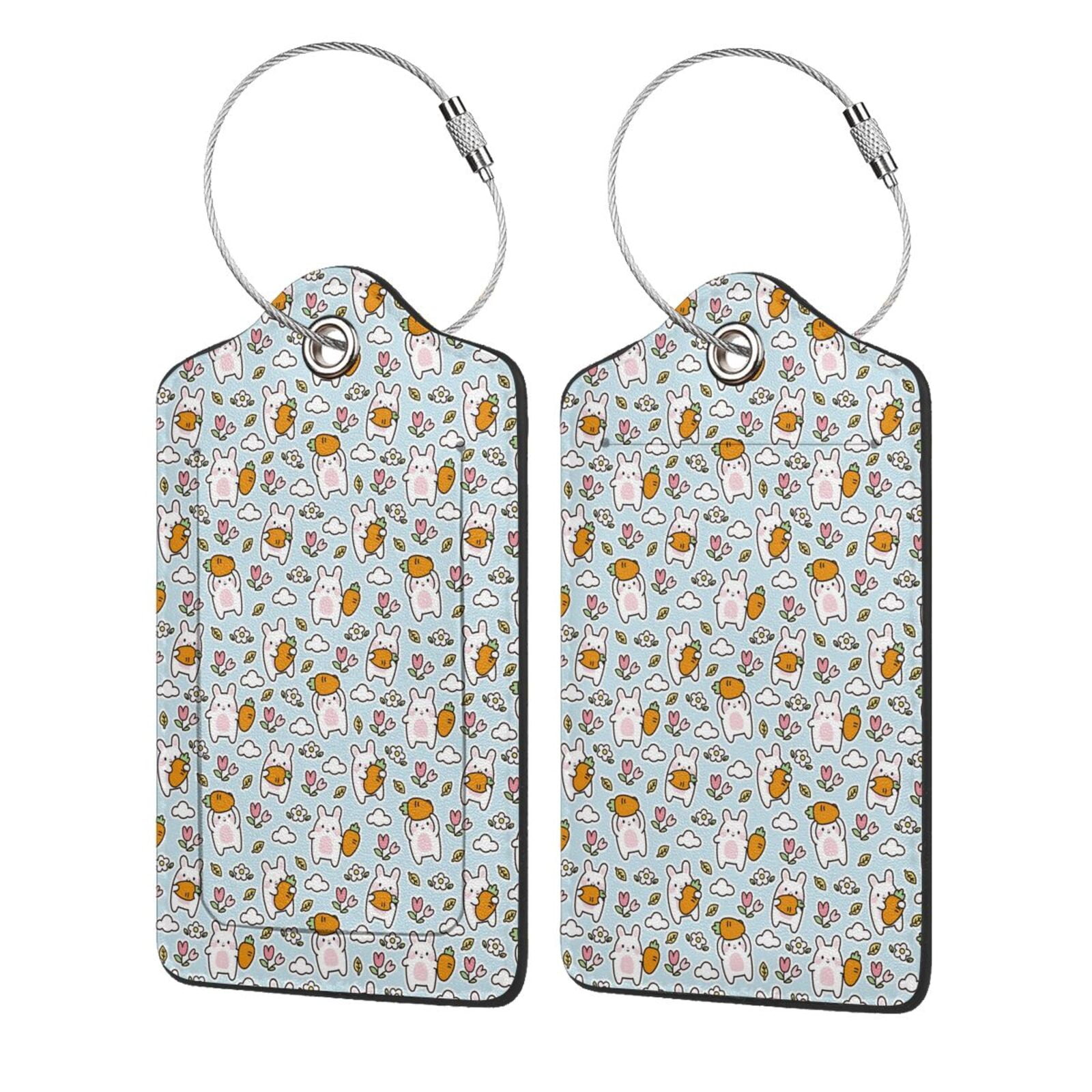 Cauagu Cute Rabbit Hold Carrot Print Luggage Tags,Leather Luggage Tags ...