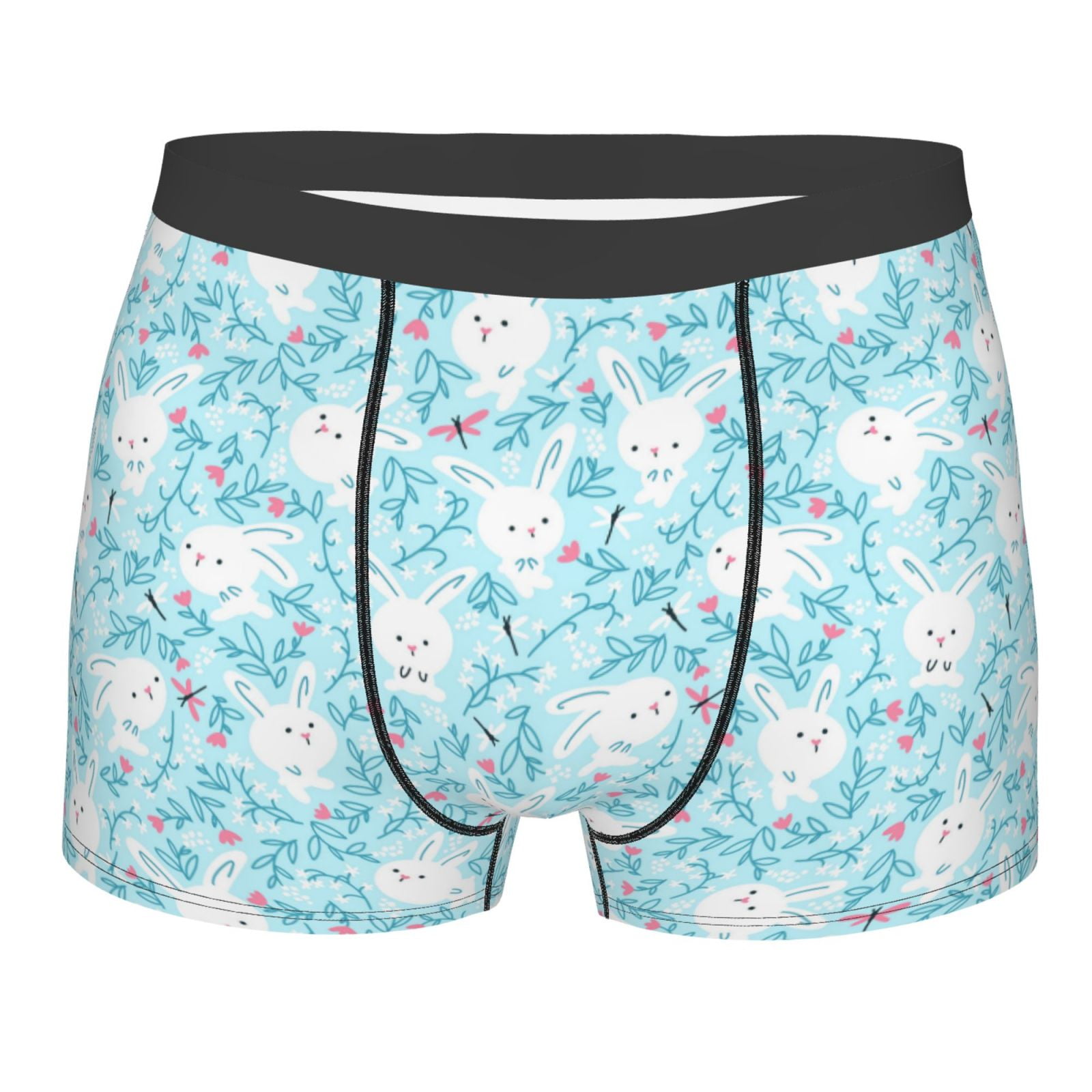 Cauagu Cute Rabbit Print Boxer Briefs for Men,Comfortable Breathable ...