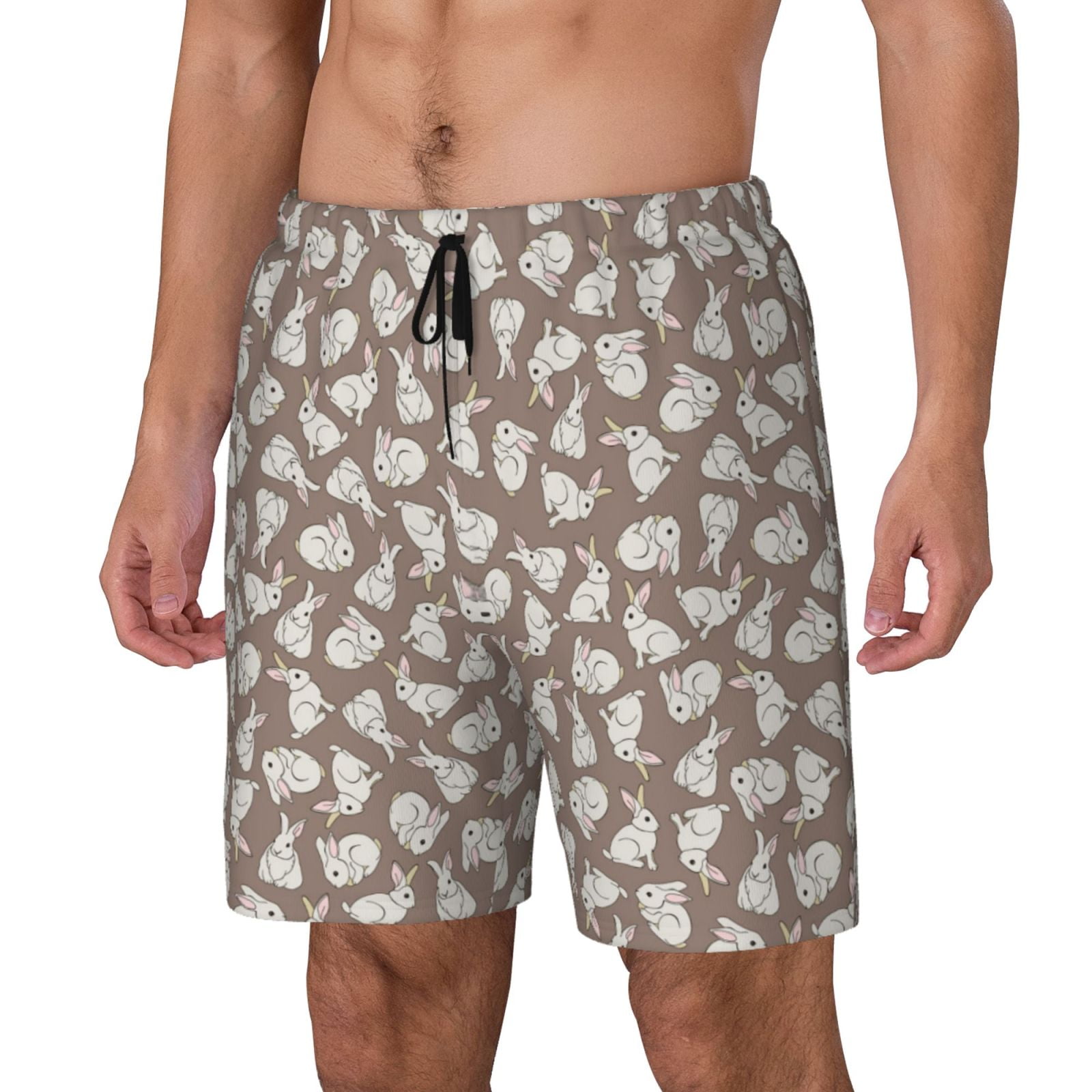 Cauagu Cute Rabbit Print Mens Swim Trunks Quick Dry Board Shorts Swim ...