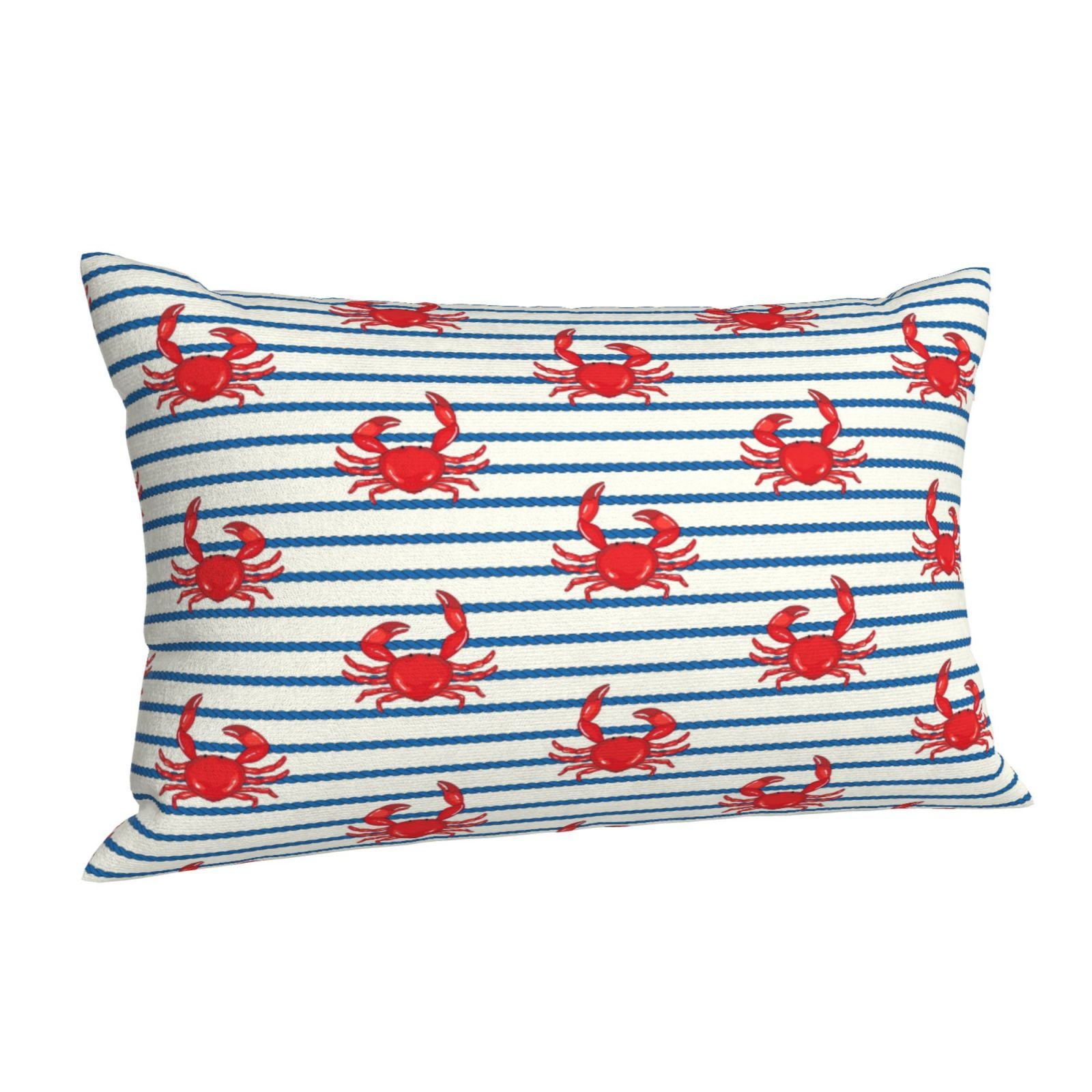 Cauagu Cute Red Crabs With Nautical Print Pillow Covers with Envelope ...