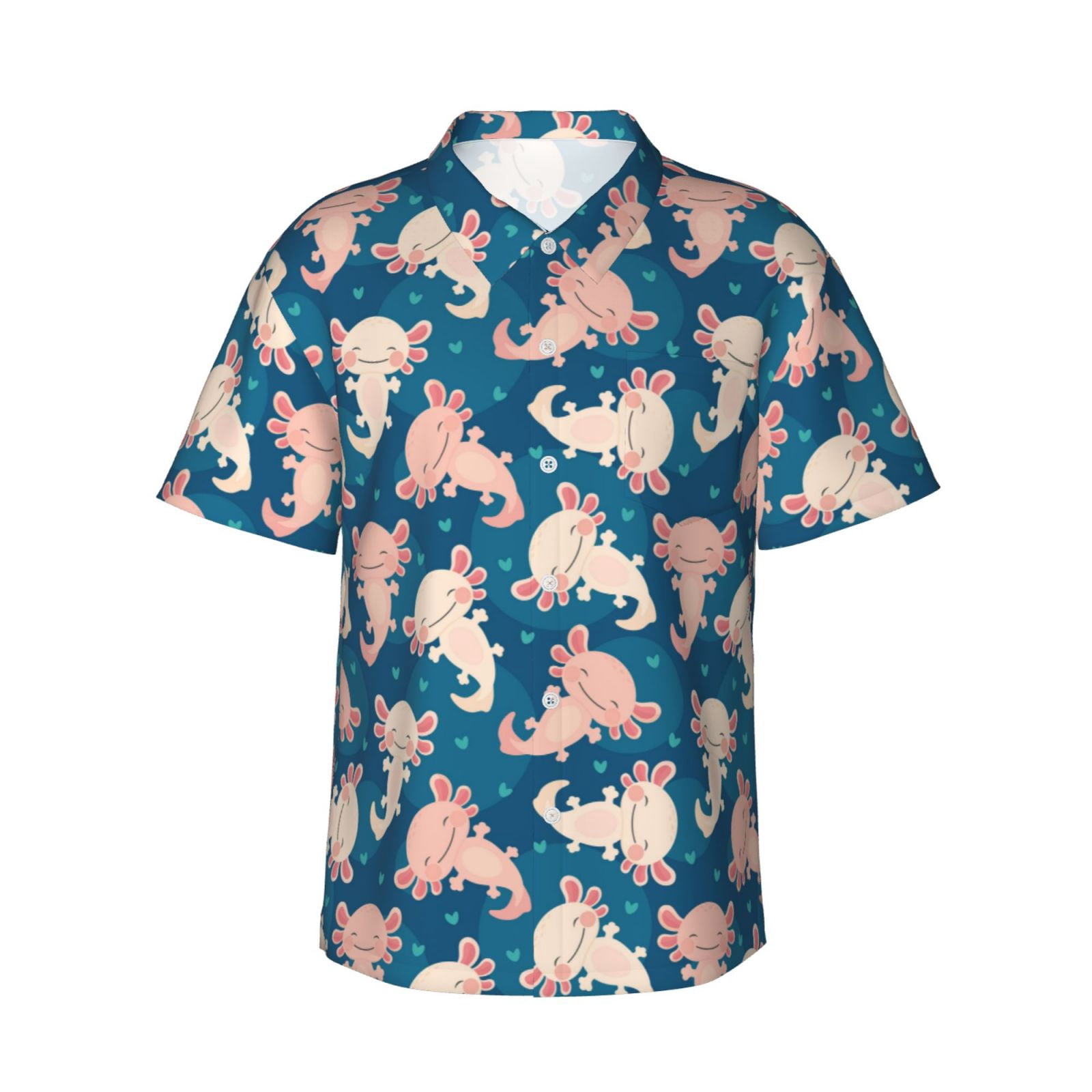 Cauagu Cute Salamander Print Hawaiian Shirt for Men,Casual Short Sleeve ...