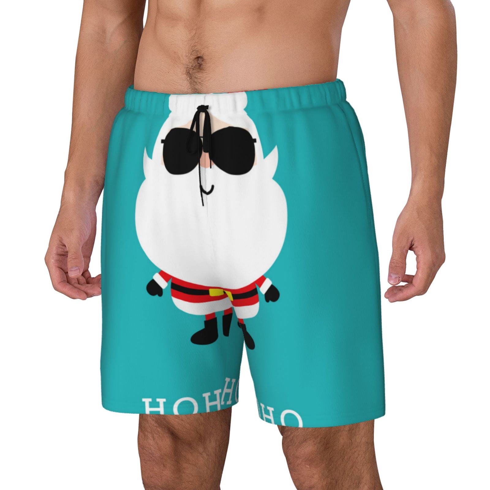 Cauagu Cute Santa Claus Print Mens Swim Trunks Quick Dry Board Shorts ...